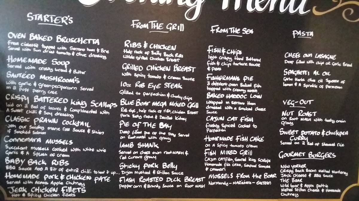 Menu at The Blue Boar Poole pub & bar, Poole