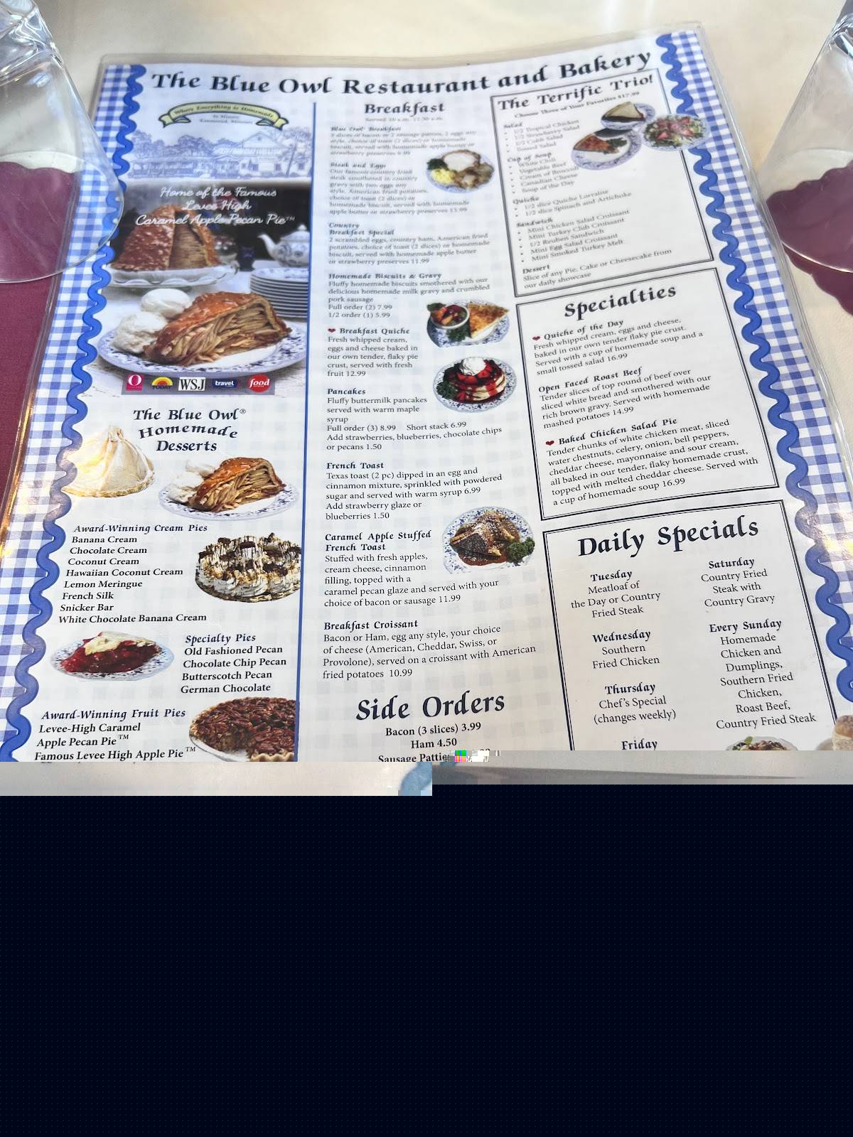 Menu at The Blue Owl Restaurant & Bakery, Kimmswick, 2nd St