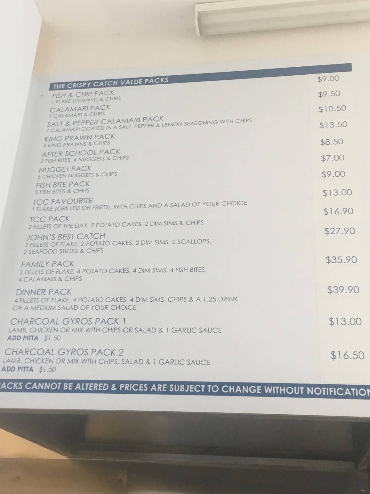 Menu at The Crispy Catch Fish & Chips - Ringwood East fast food ...