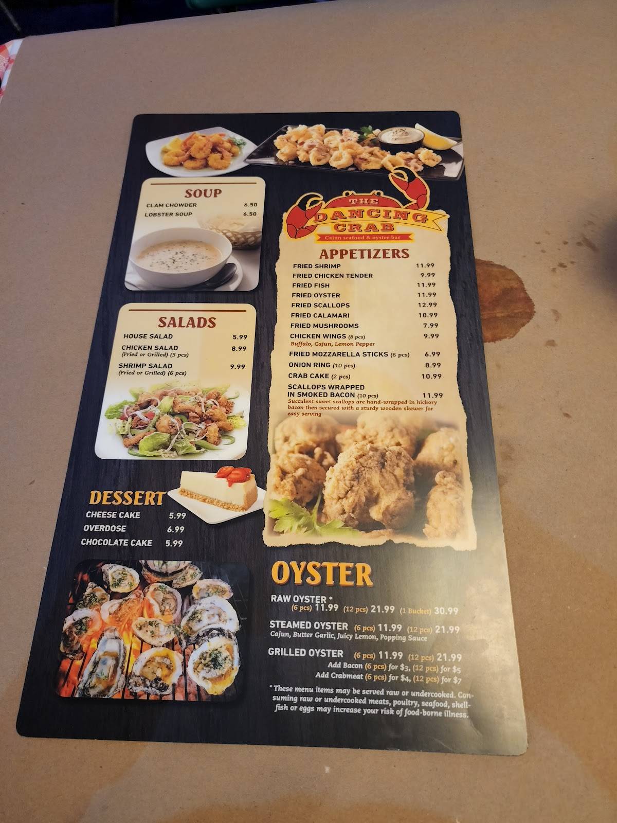 Menu at The Dancing Crab pub & bar, Altamonte Springs