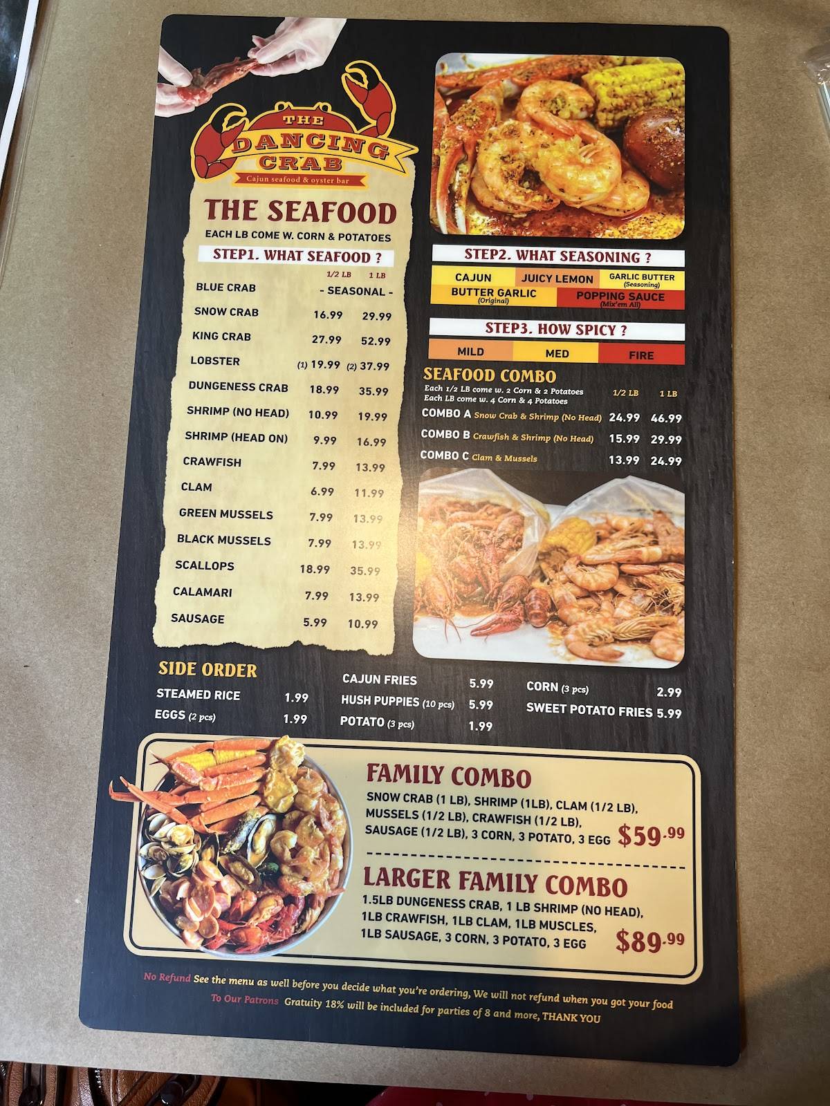 Menu at The Dancing Crab pub & bar, Altamonte Springs