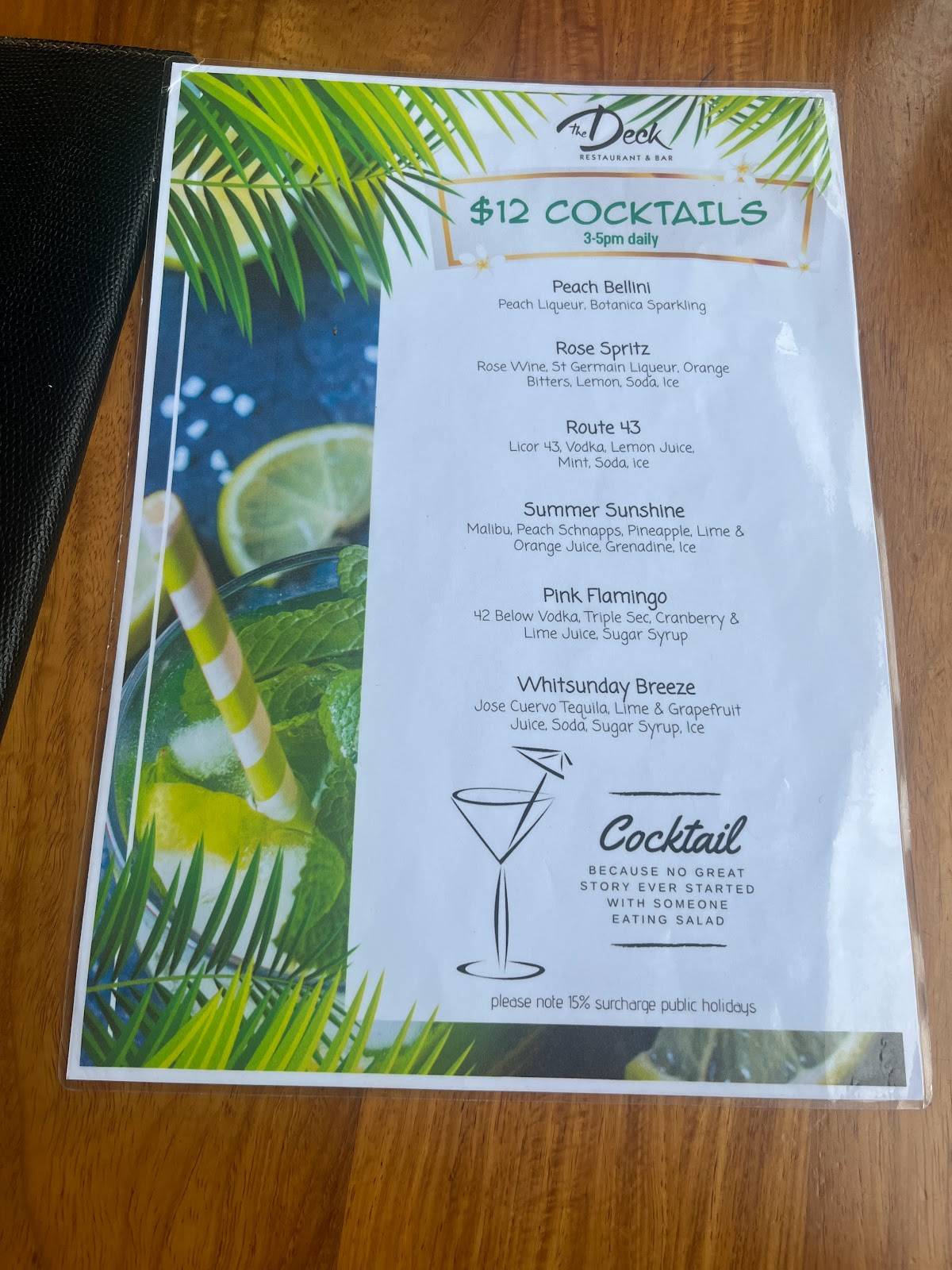 Menu at The Deck Airlie Beach restaurant, Airlie Beach