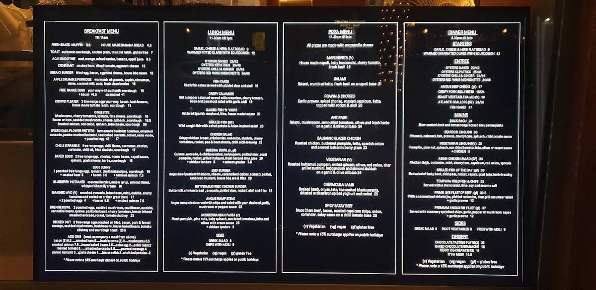 Menu at The Deck Airlie Beach restaurant, Airlie Beach