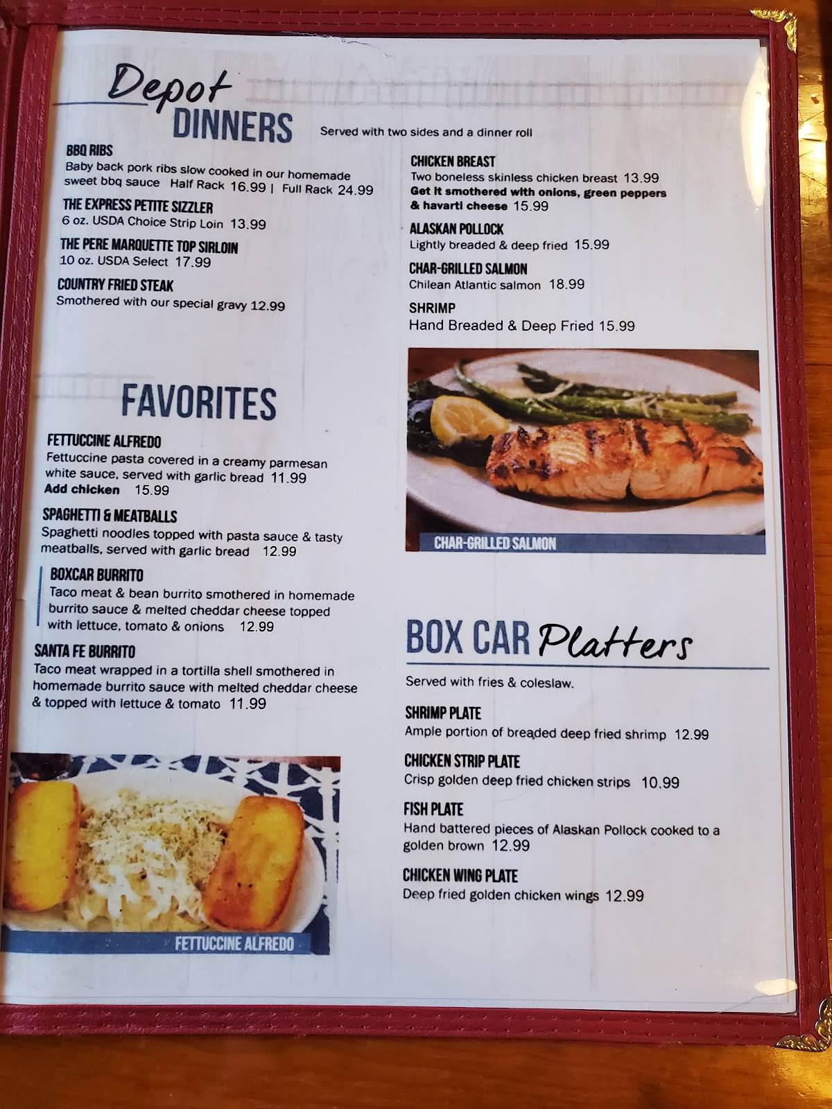 Menu at The Depot Restaurant, Grant