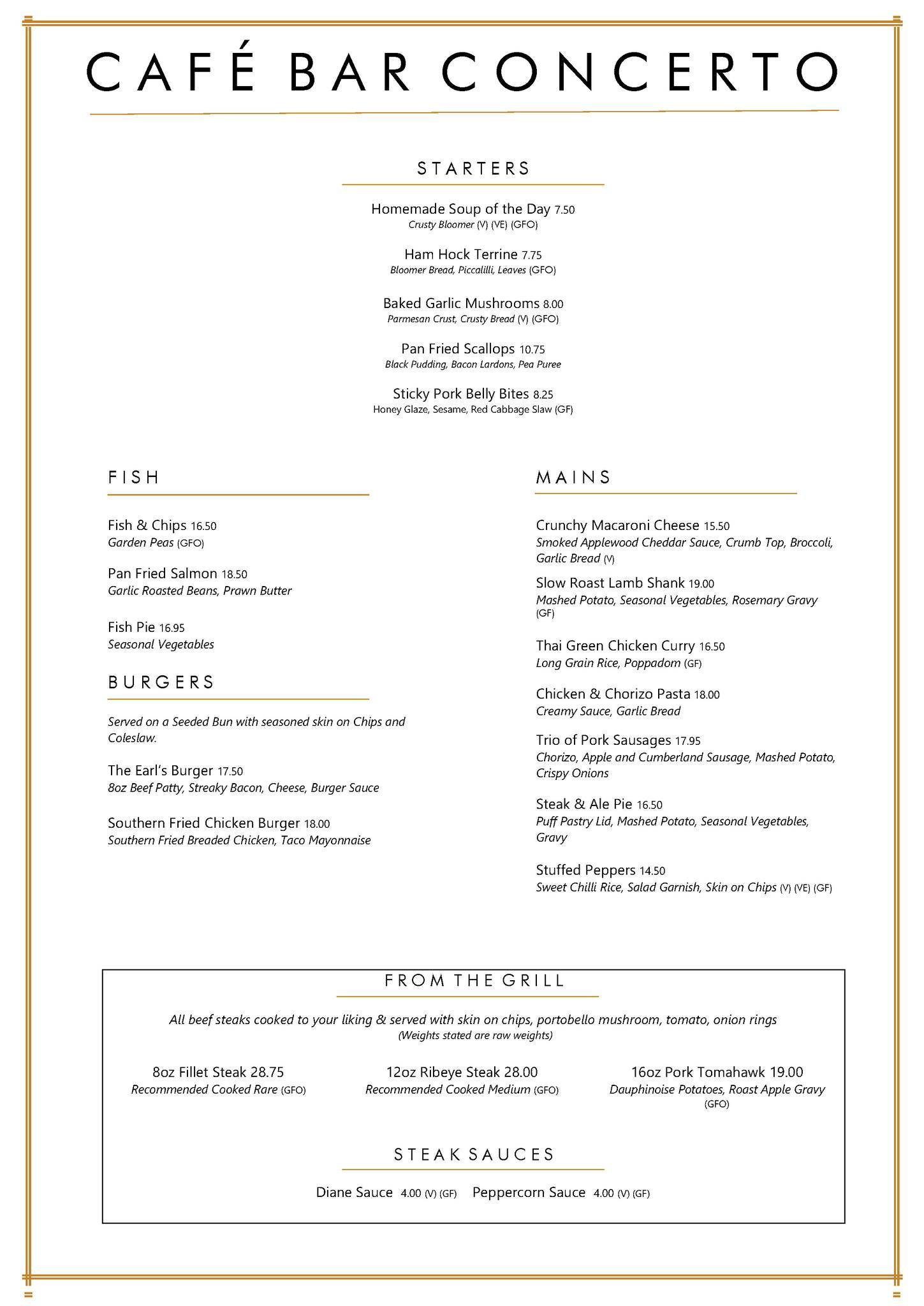 Menu at The Earl Of Doncaster Hotel cafe, Doncaster