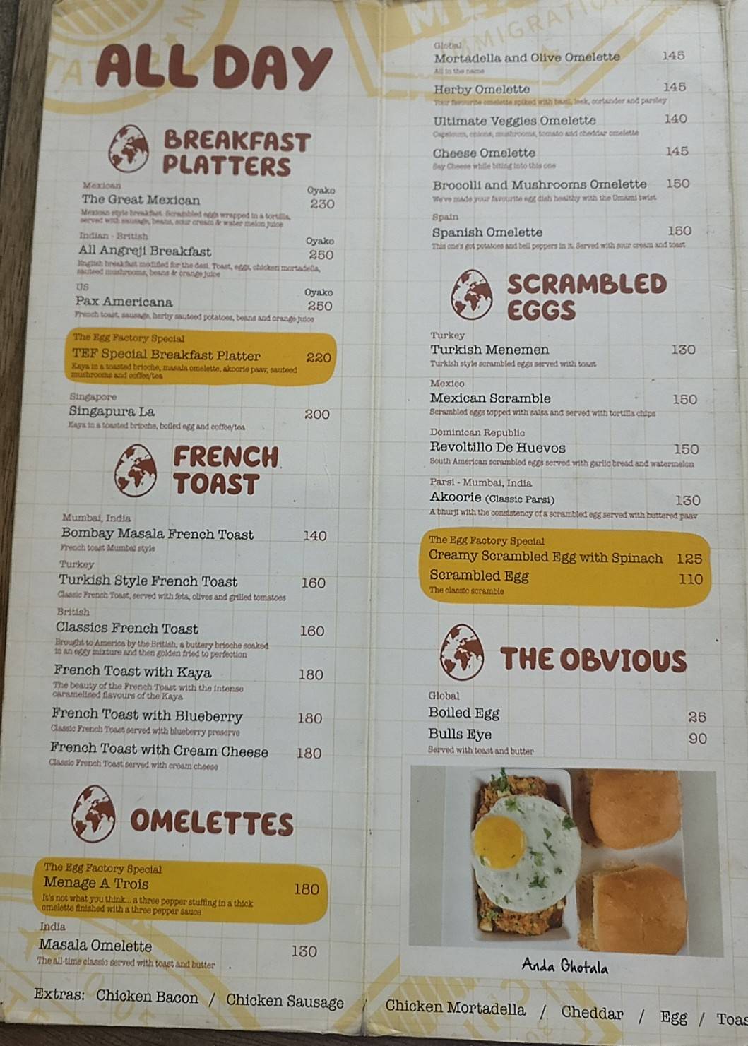 Menu at The Egg Factory, Bengaluru, 120-A3