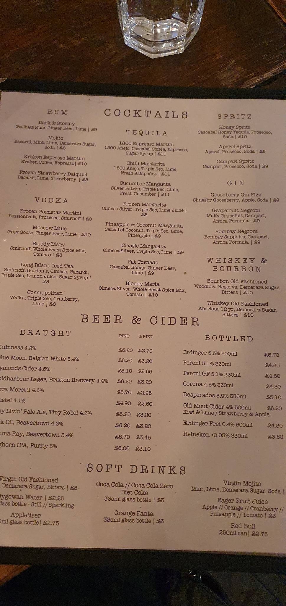 Menu at The Fat Walrus pub & bar, London