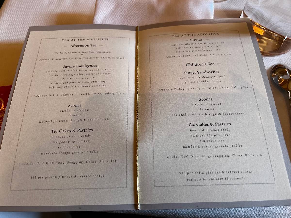 Menu at The French Room restaurant, Dallas, Commerce St