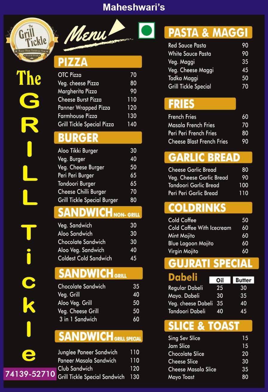 Menu at The Grill Tickle, Bhilwara
