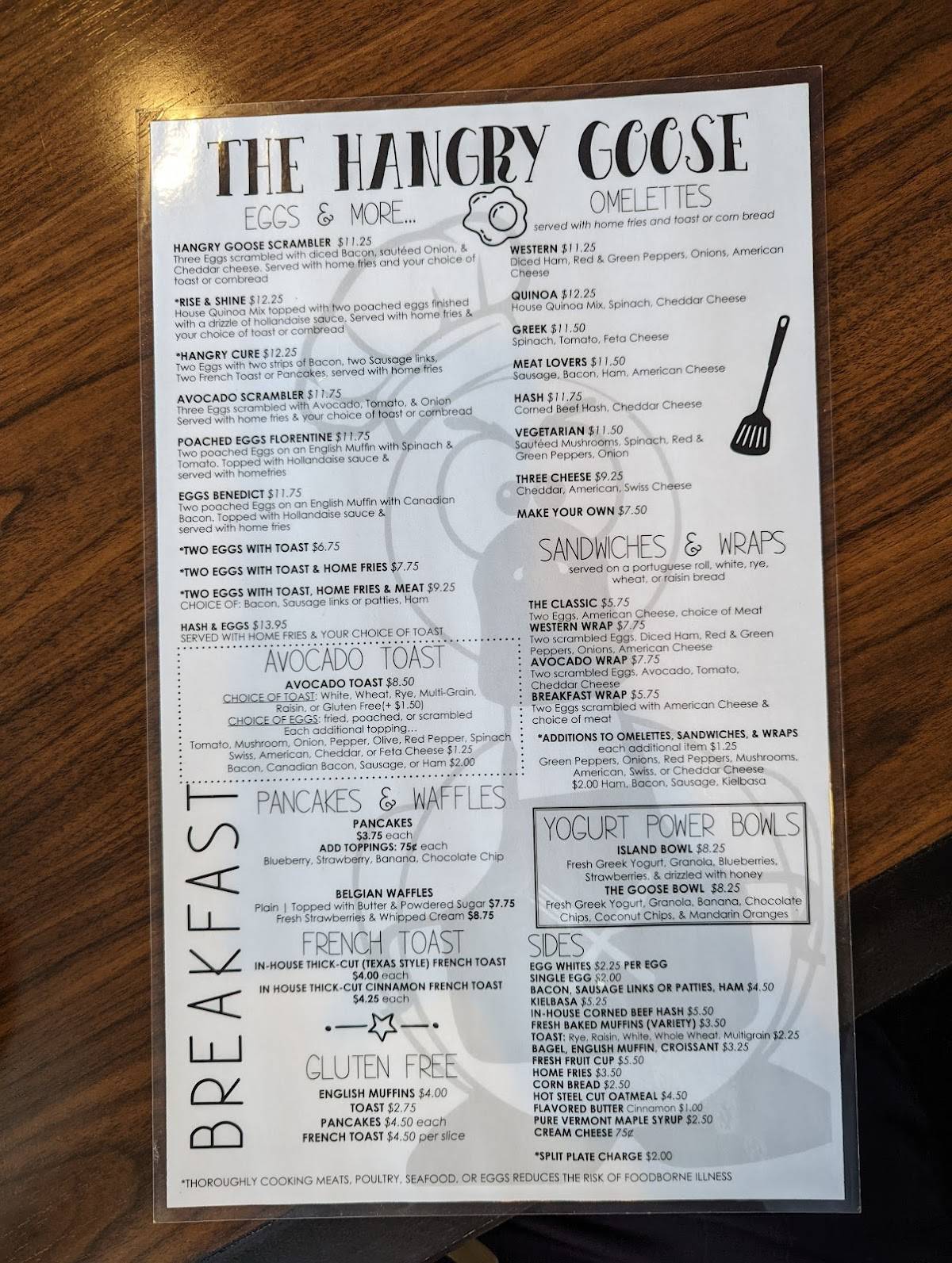 Menu at The Hangry Goose restaurant, Old Lyme
