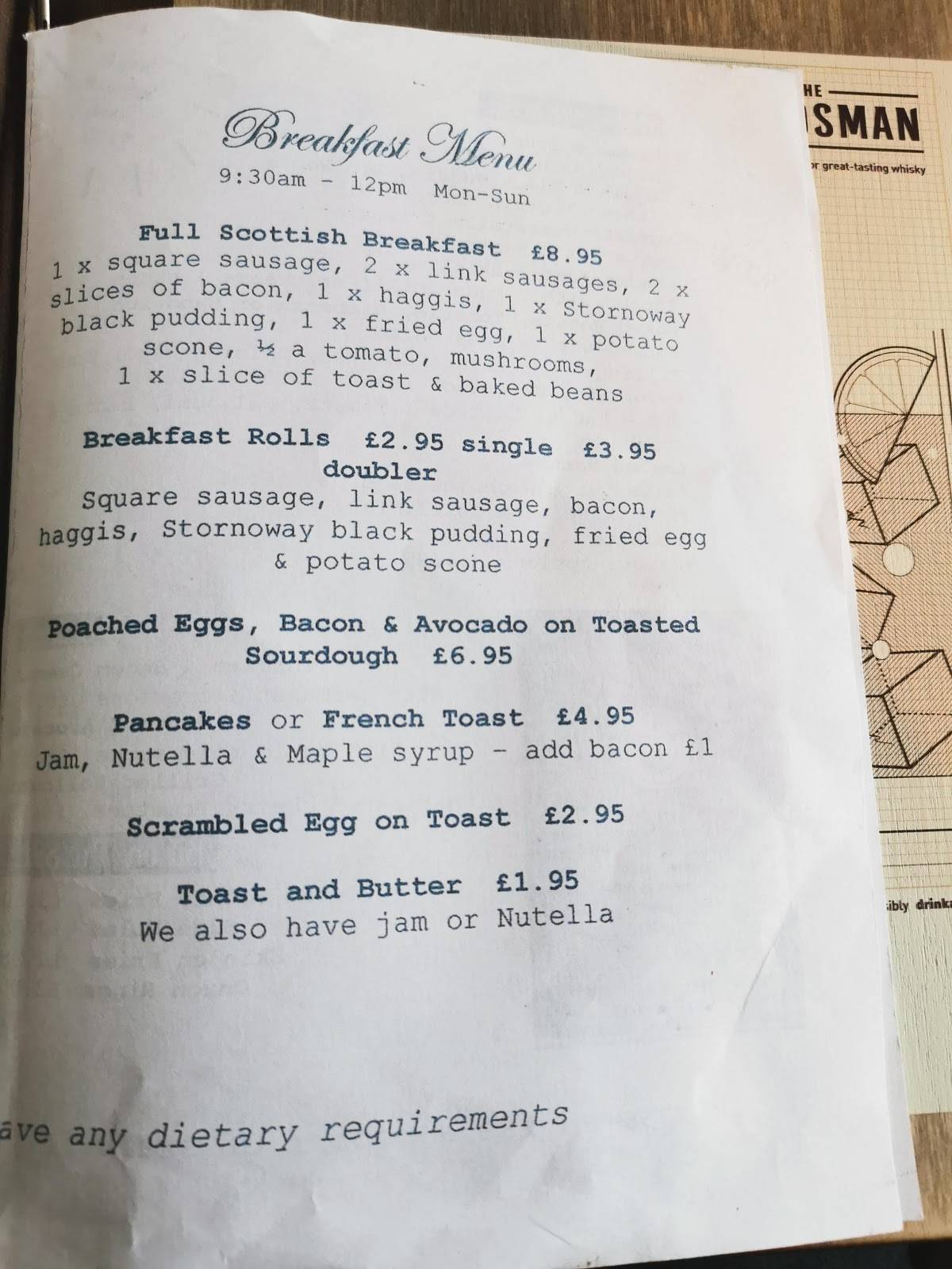 Menu at The Harbour View Kinghorn Ltd restaurant, Kinghorn