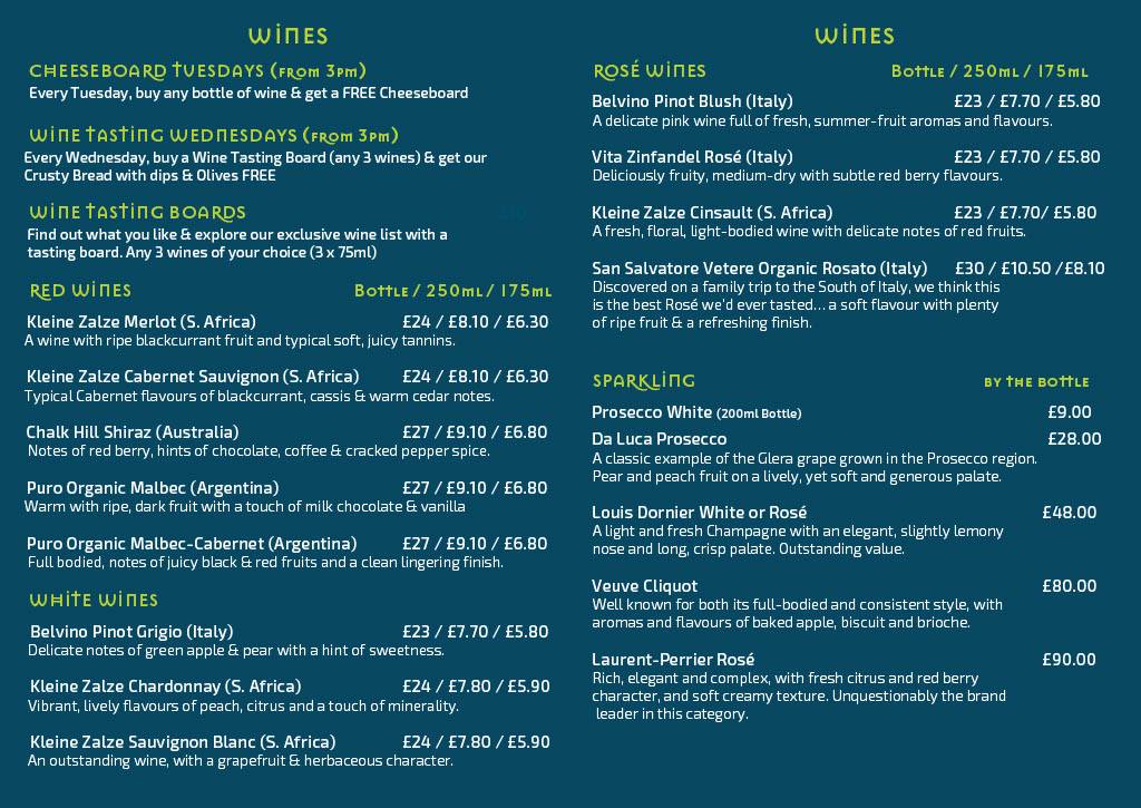 Menu at The Hooch pub & bar, Newcastle upon Tyne