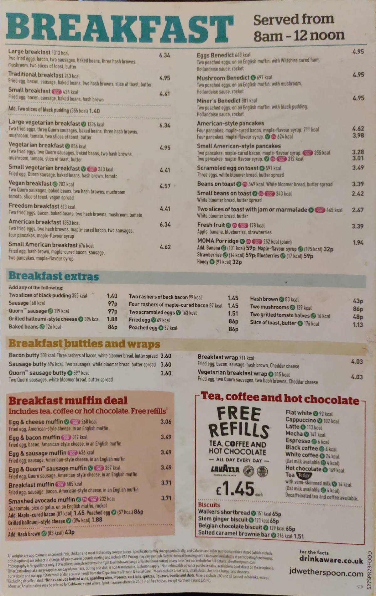 Menu at The Hope Tap - JD Wetherspoon pub & bar, Reading