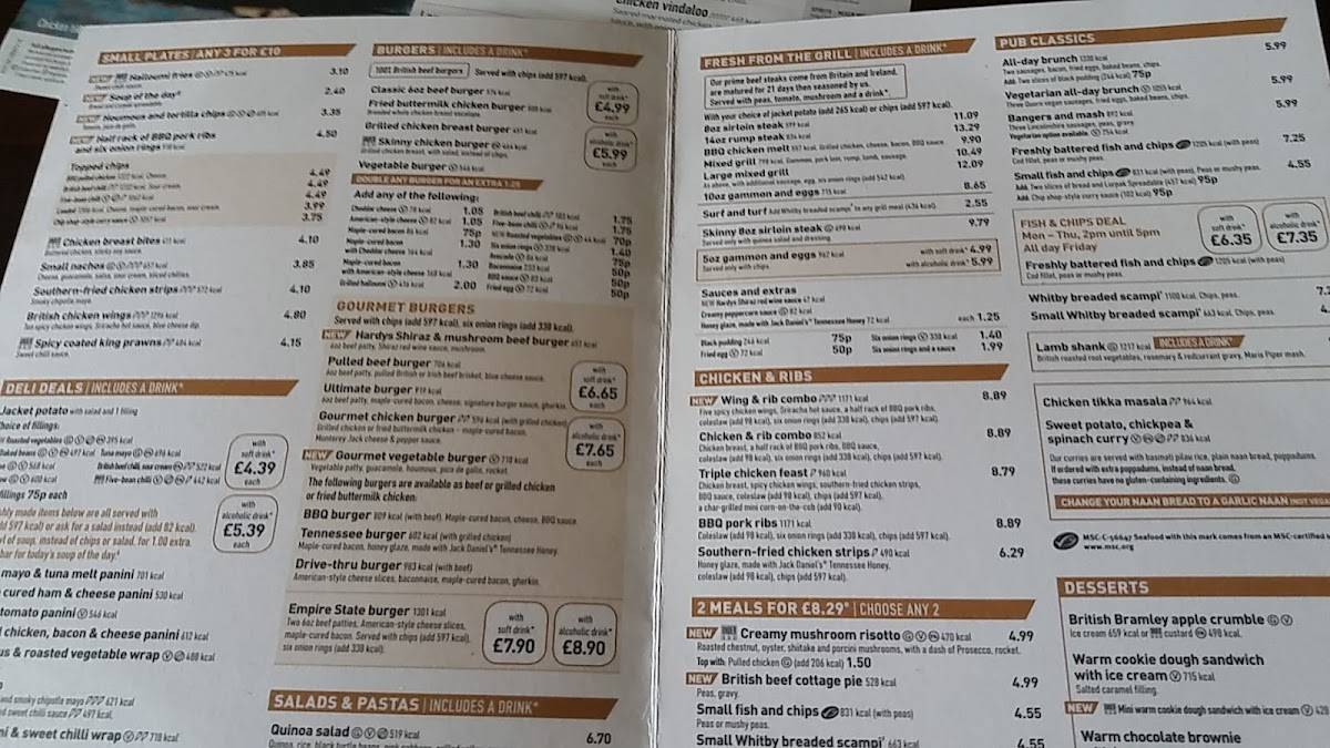 Menu at The Hope Tap - JD Wetherspoon pub & bar, Reading
