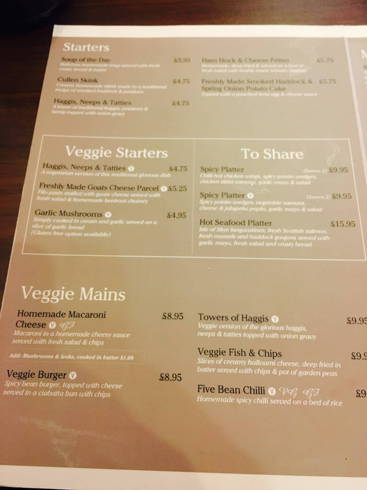 Menu at The Isles Inn pub & bar, Portree
