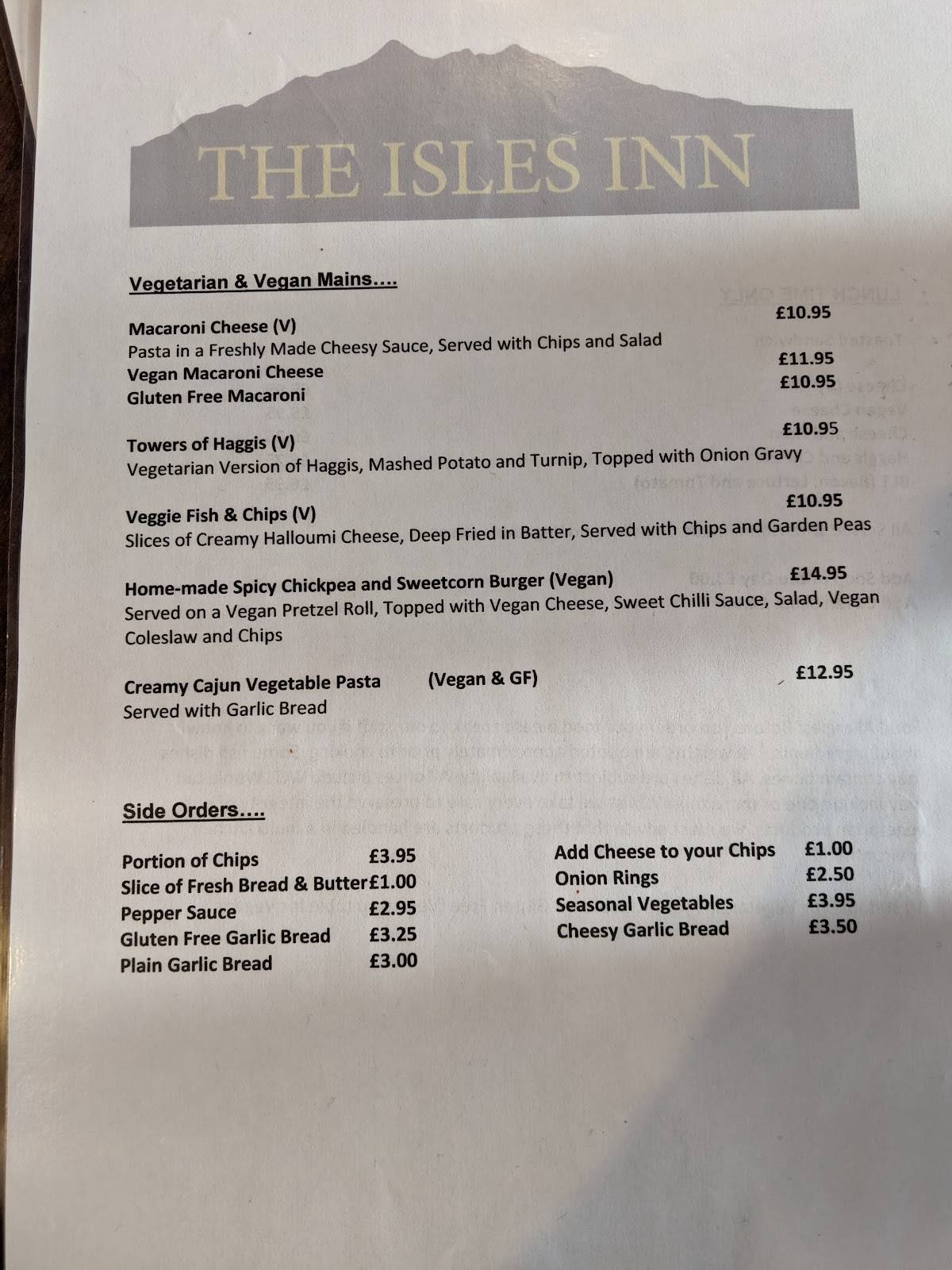 Menu at The Isles Inn pub & bar, Portree