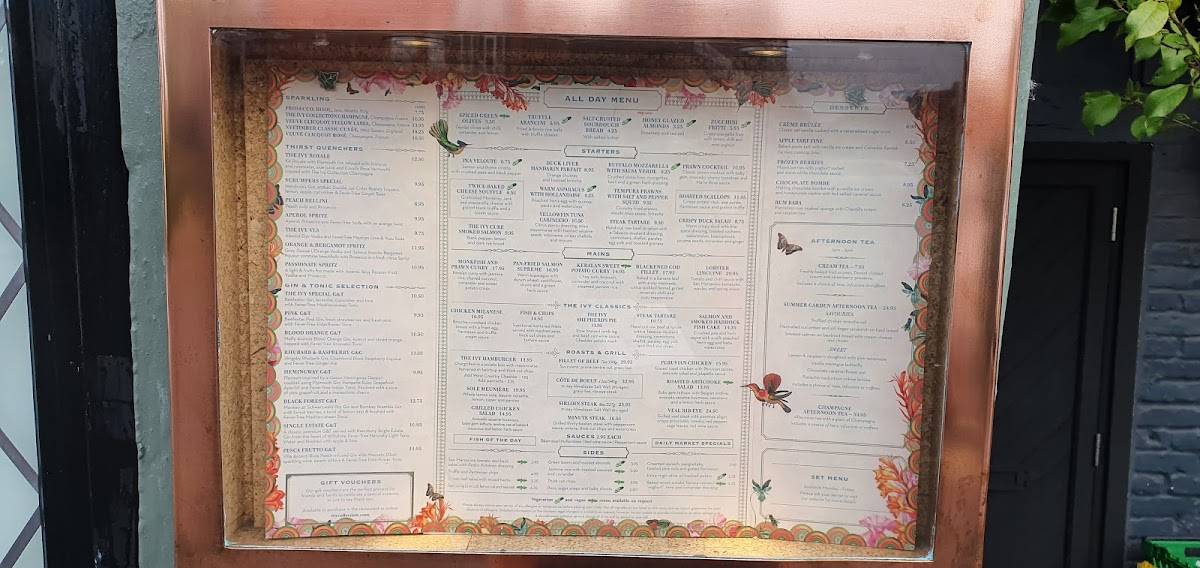 Menu at The Ivy Cobham Garden restaurant, Cobham