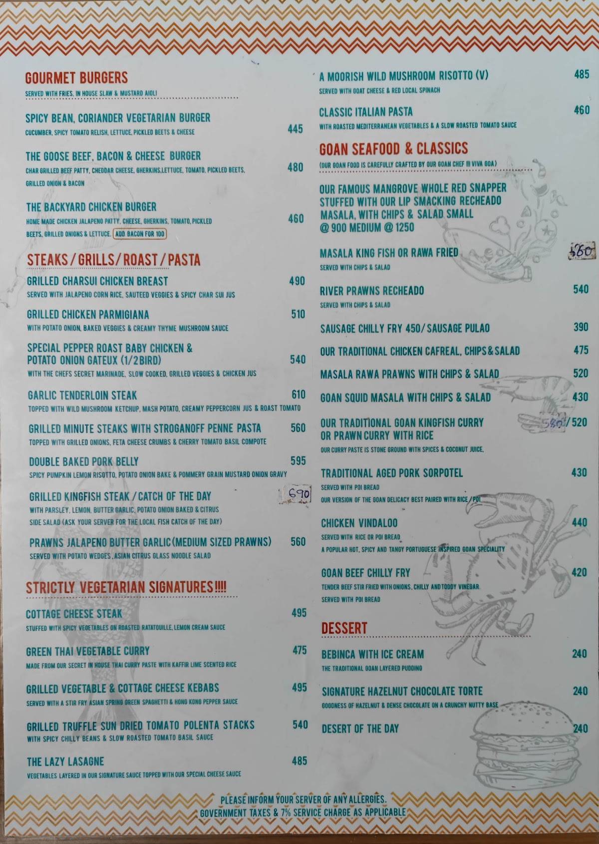 Menu at The Lazy Goose, Nerul
