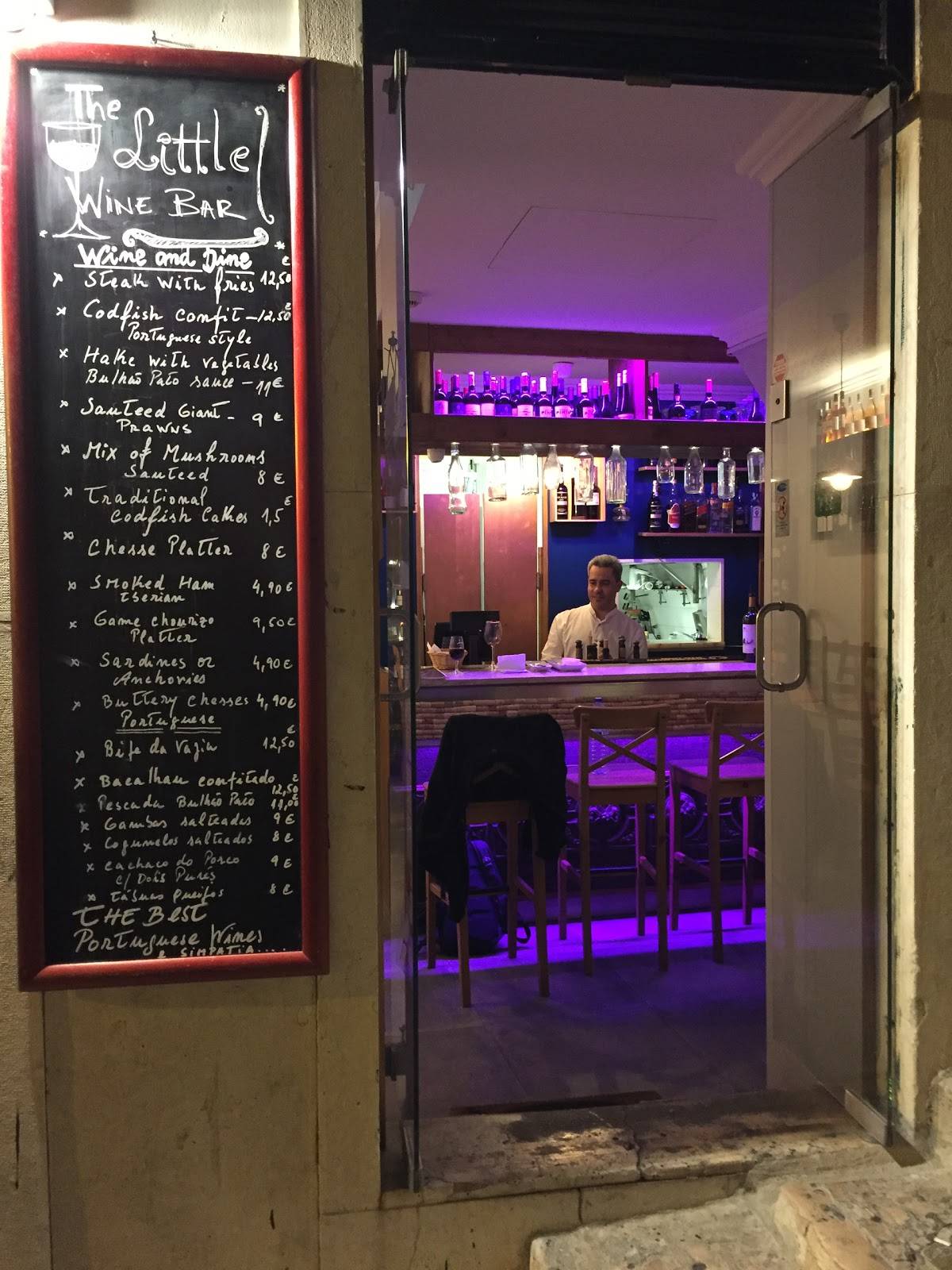 Menu at The Little Wine Bar, Lisbon