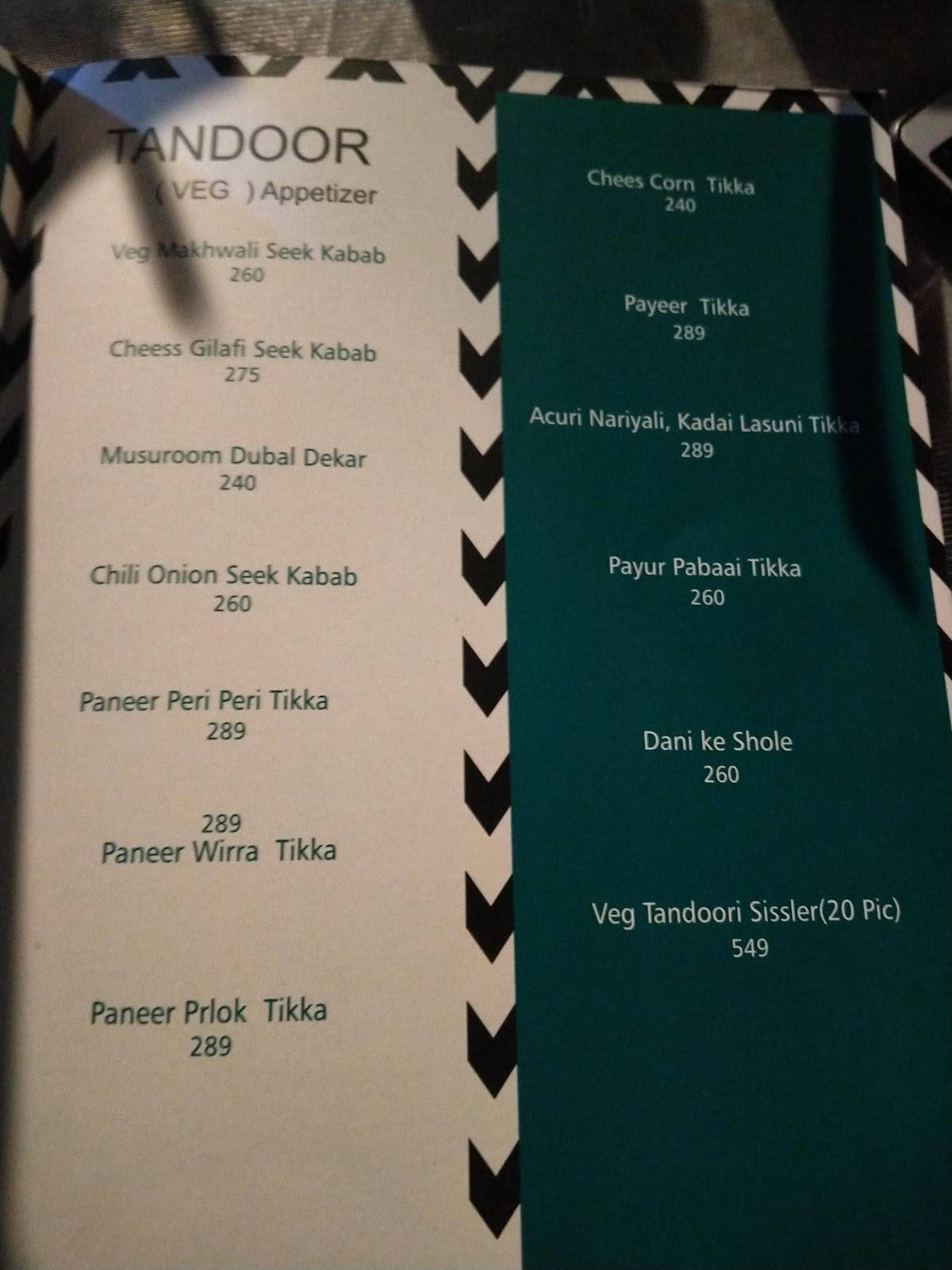 Menu at The Long Drive, Nagpur, Plot no - 9