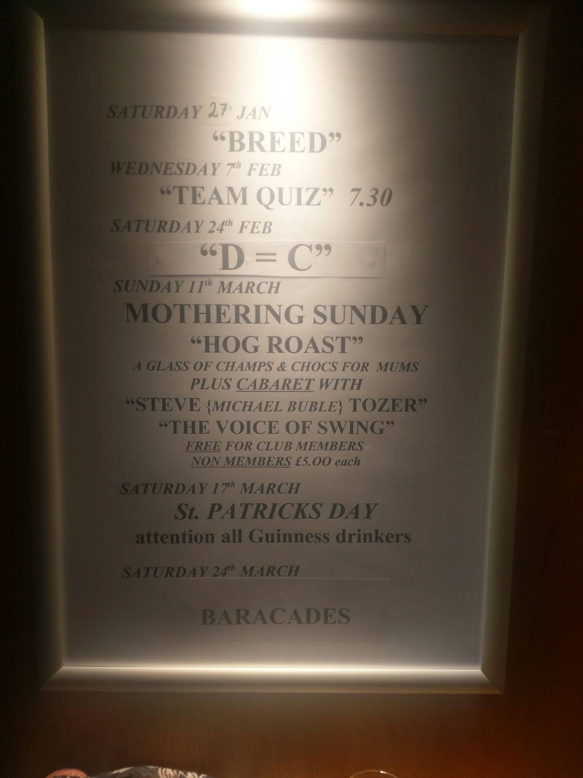 Menu at The Northwood Club & Restaurant, Ramsgate