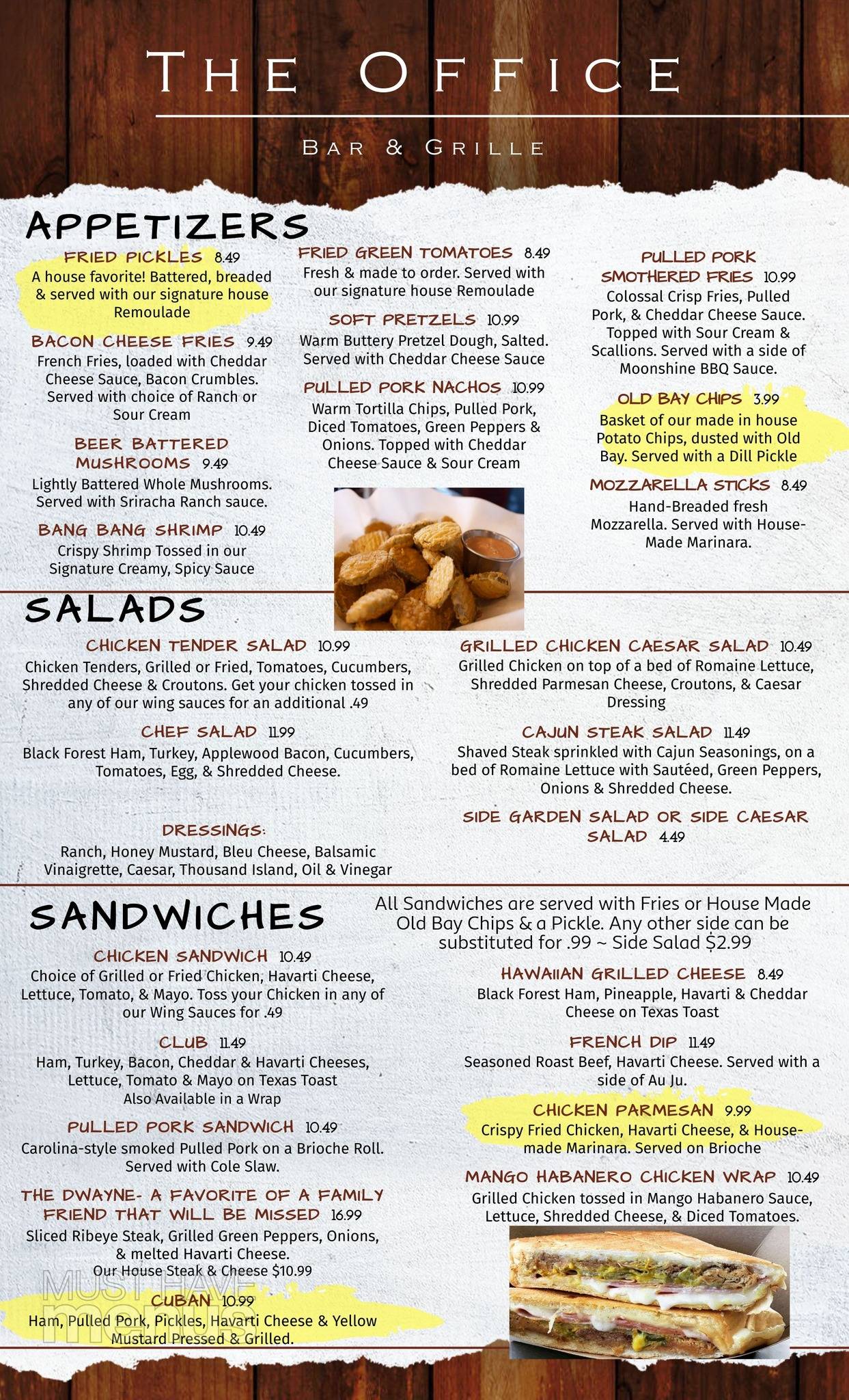 Menu at The Office Bar and Grille, Gloucester Point
