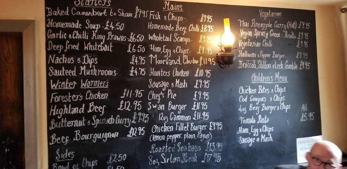 Menu at The Old Black Swan Public House, Crich, 12 Bowns Hill