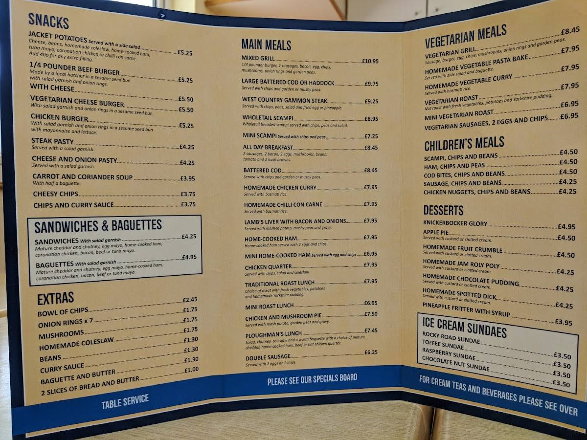 Menu at The Old Police Station cafe, Dartmoor Forest