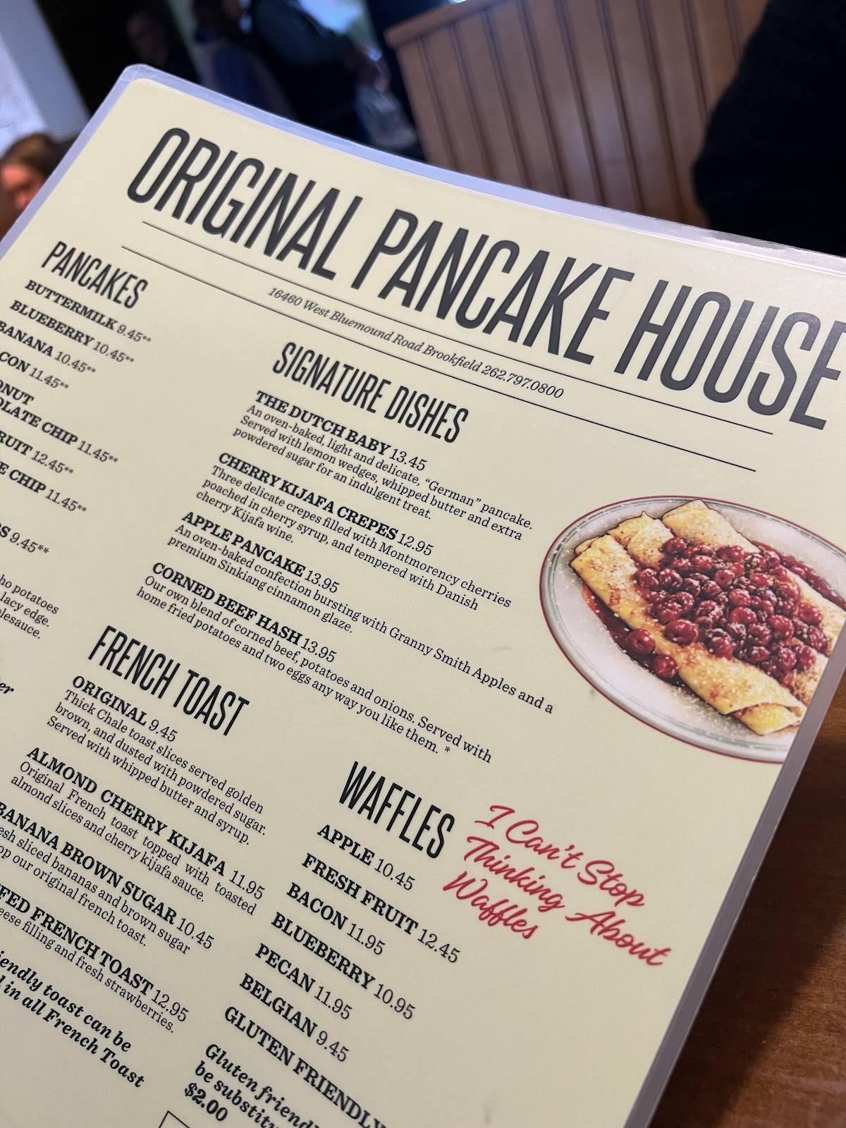 Menu at The Original Pancake House restaurant, Brookfield, W Bluemound Rd