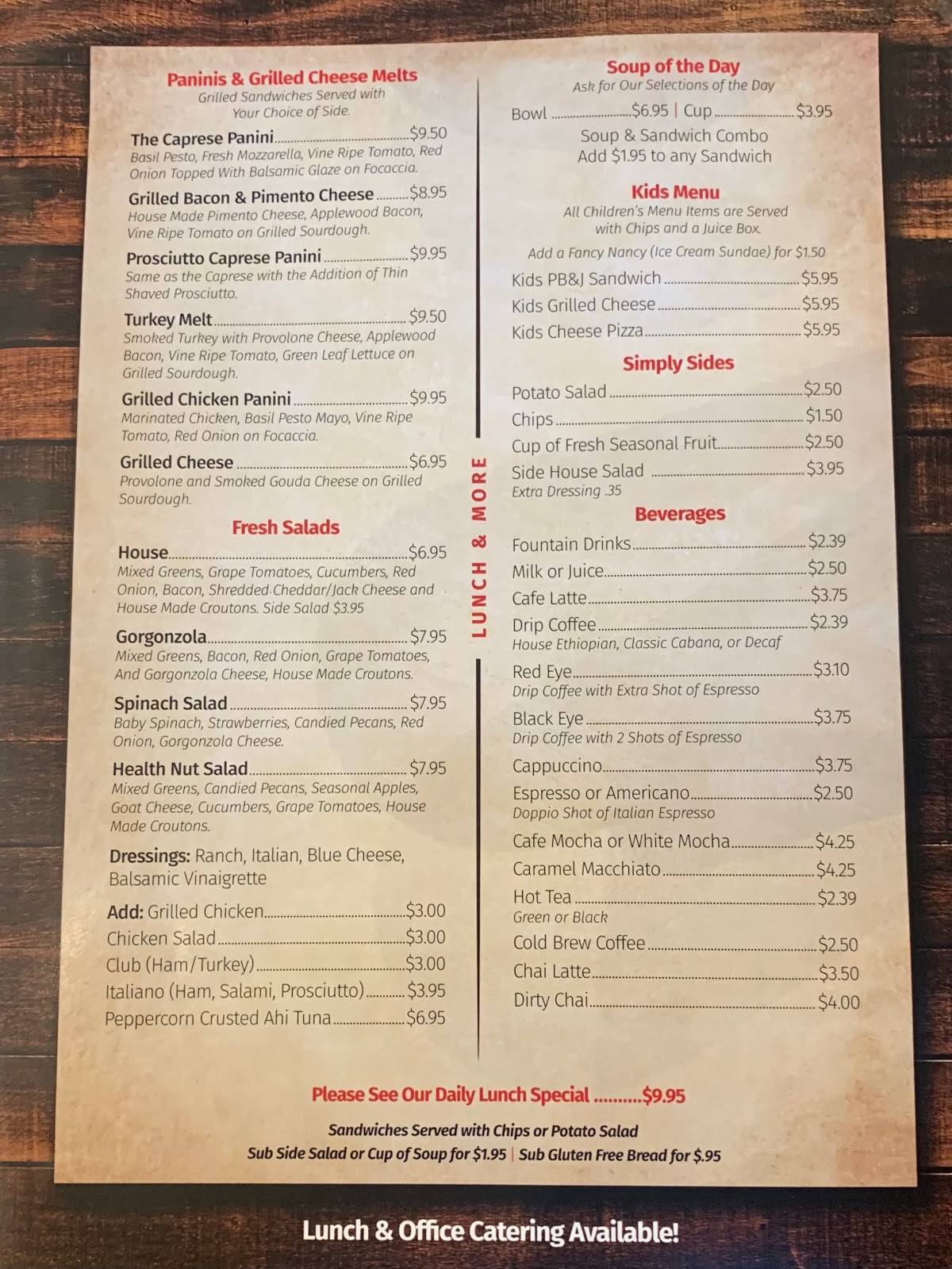 Menu at The Peanut Man cafe, Columbia, Fernandina Rd