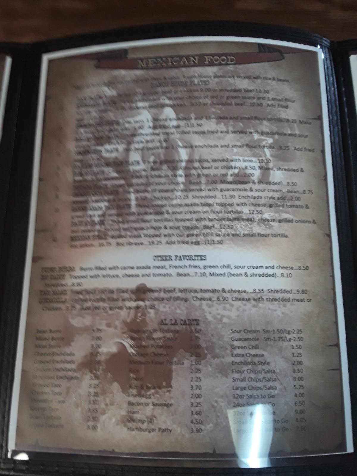 Menu at The Ranch House restaurant, Duncan