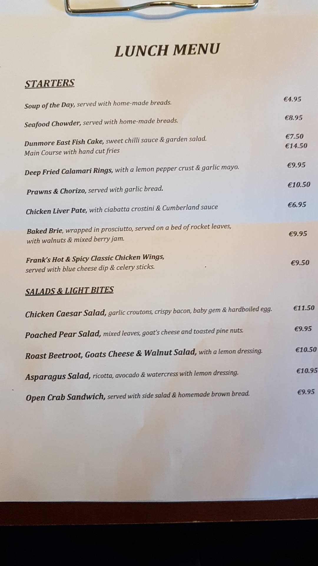 Menu at The Riverside Cottage pub & bar, Waterford, Knockboy Cross