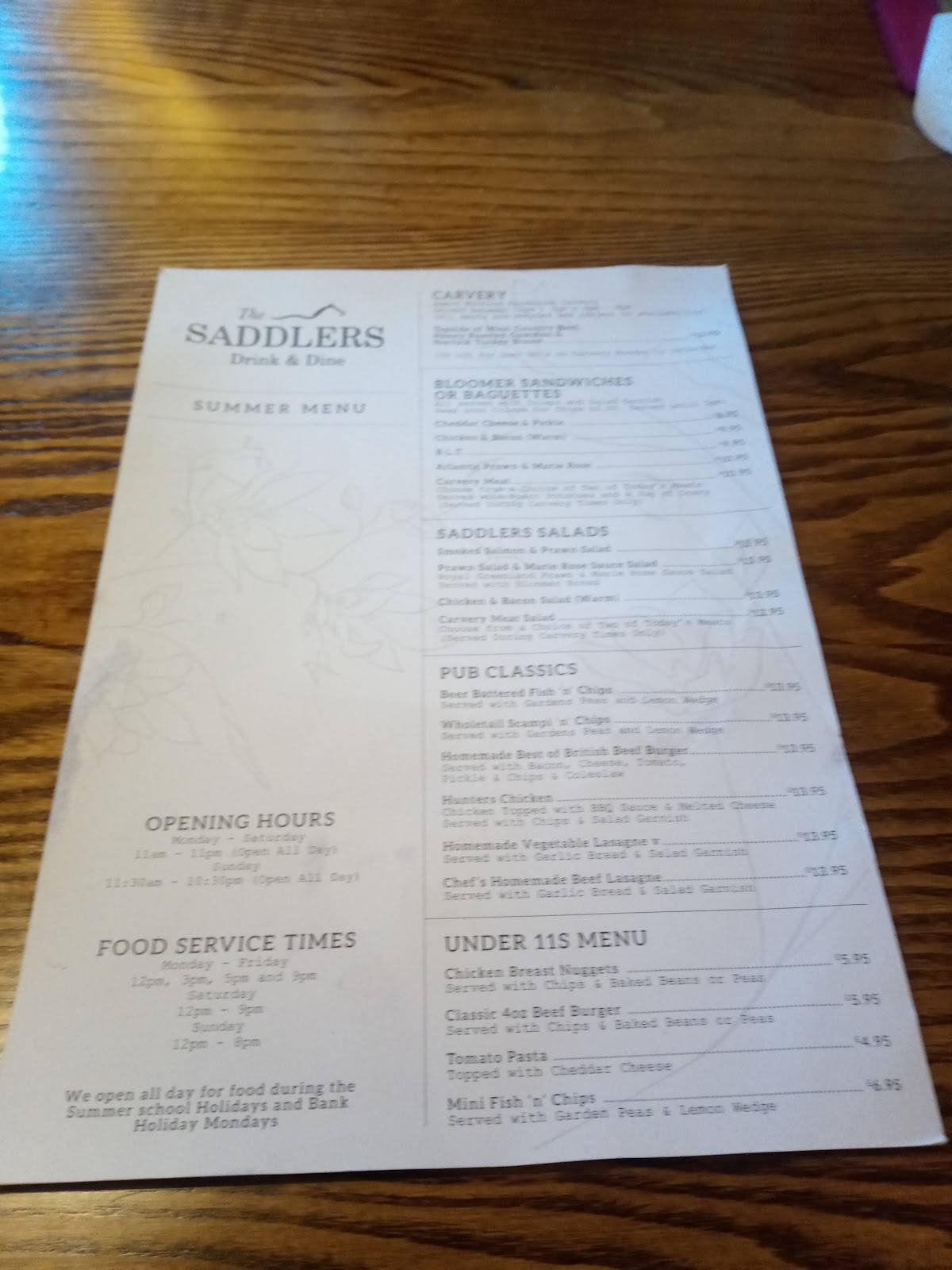 Menu at The Saddlers pub & bar, Exmouth
