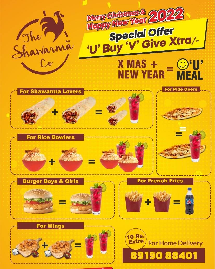 Menu at The Shawarma company, Hyderabad, 3rd St