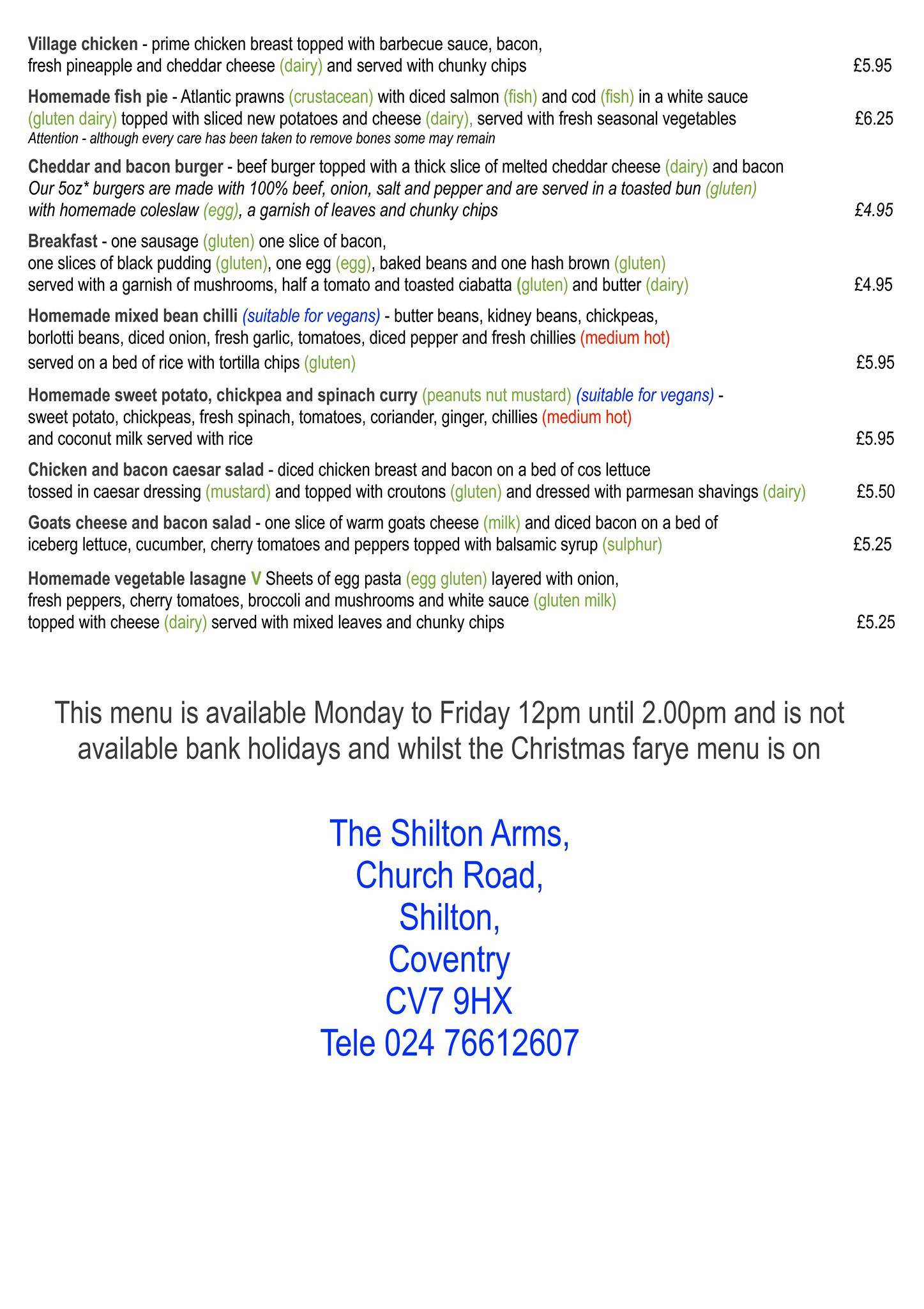 Menu at The Shilton Arms pub & bar, Coventry, 5 Church Rd