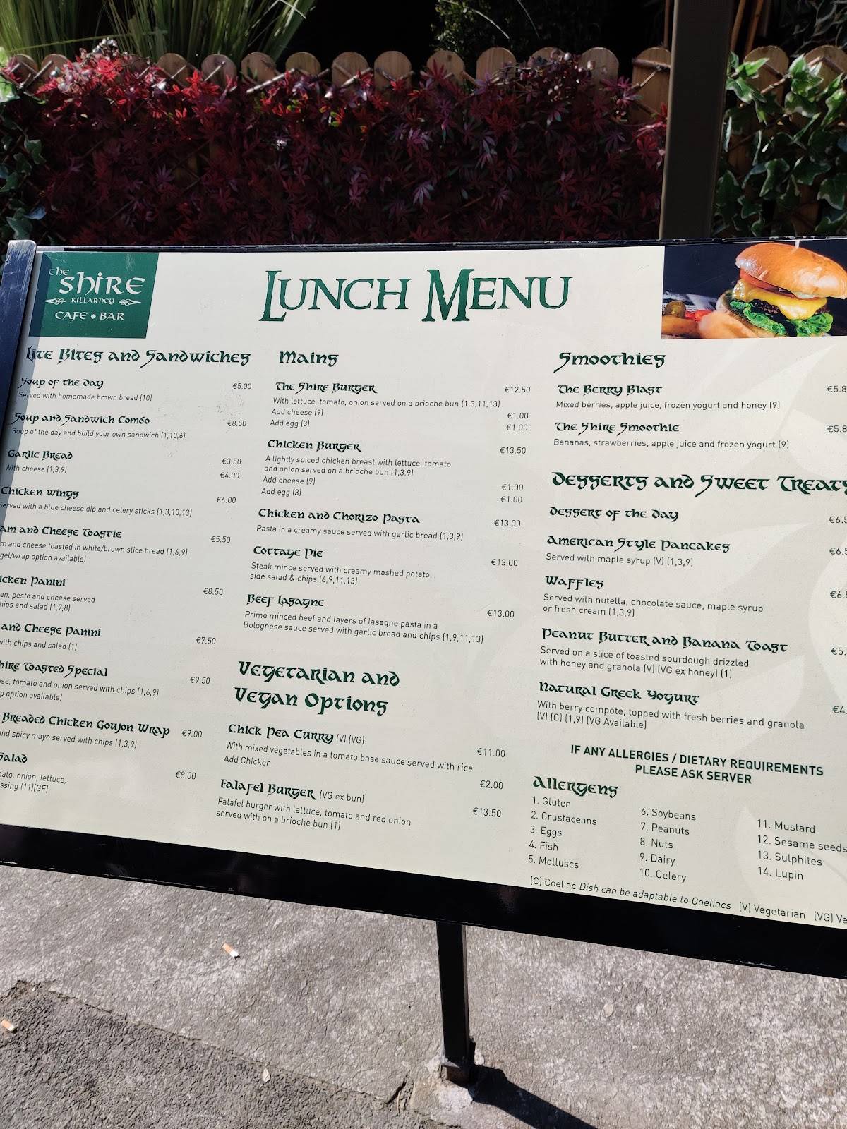 Menu at The Shire Bar & Cafe, Killarney