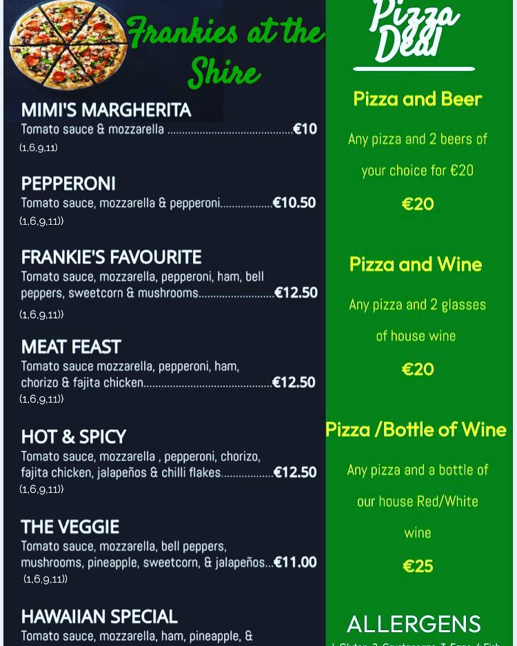 Menu at The Shire Bar & Cafe, Killarney