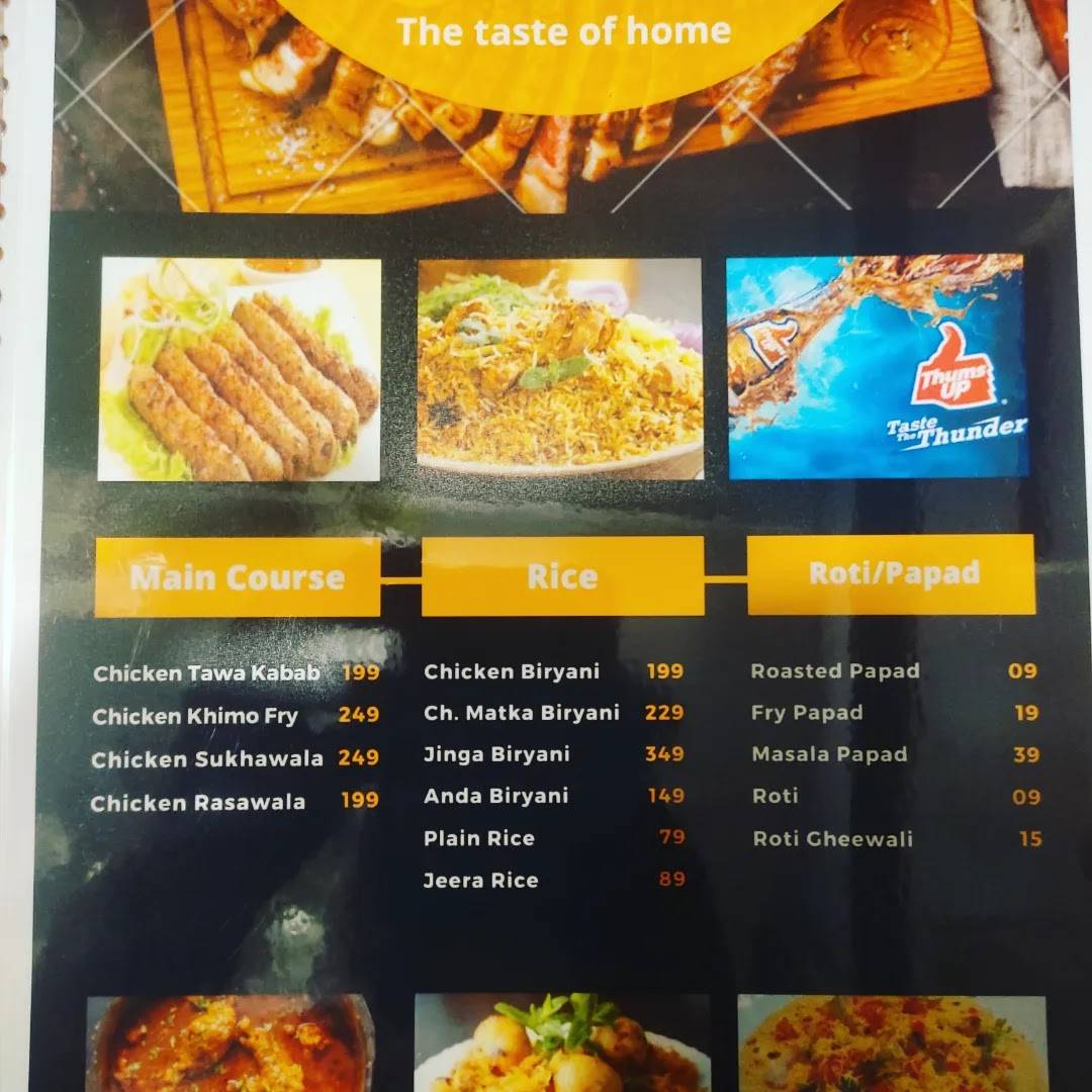 Menu at The Tawah, Surat