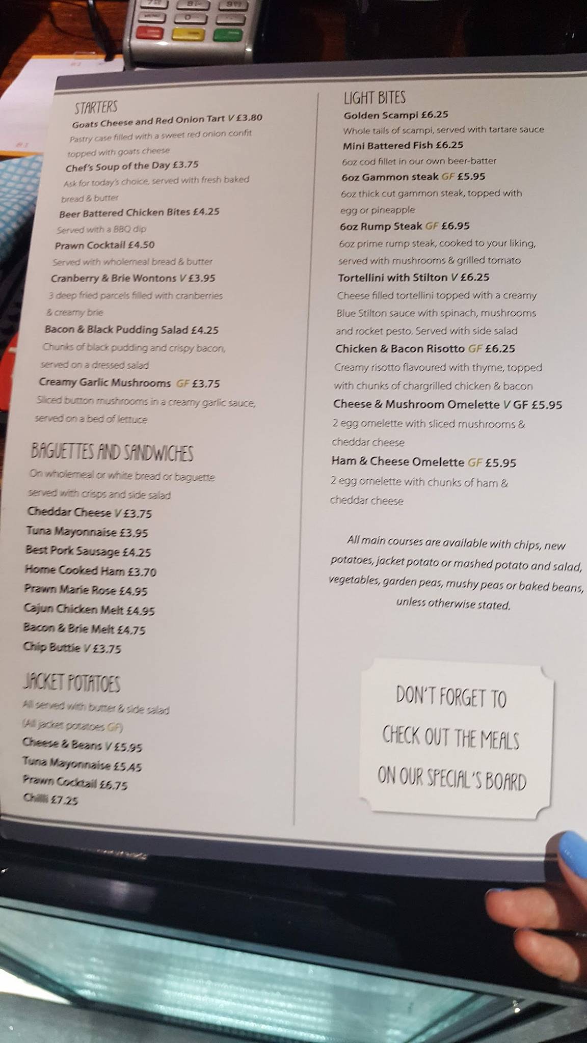 Menu at Three Horseshoes pub & bar, Morley, Main Road