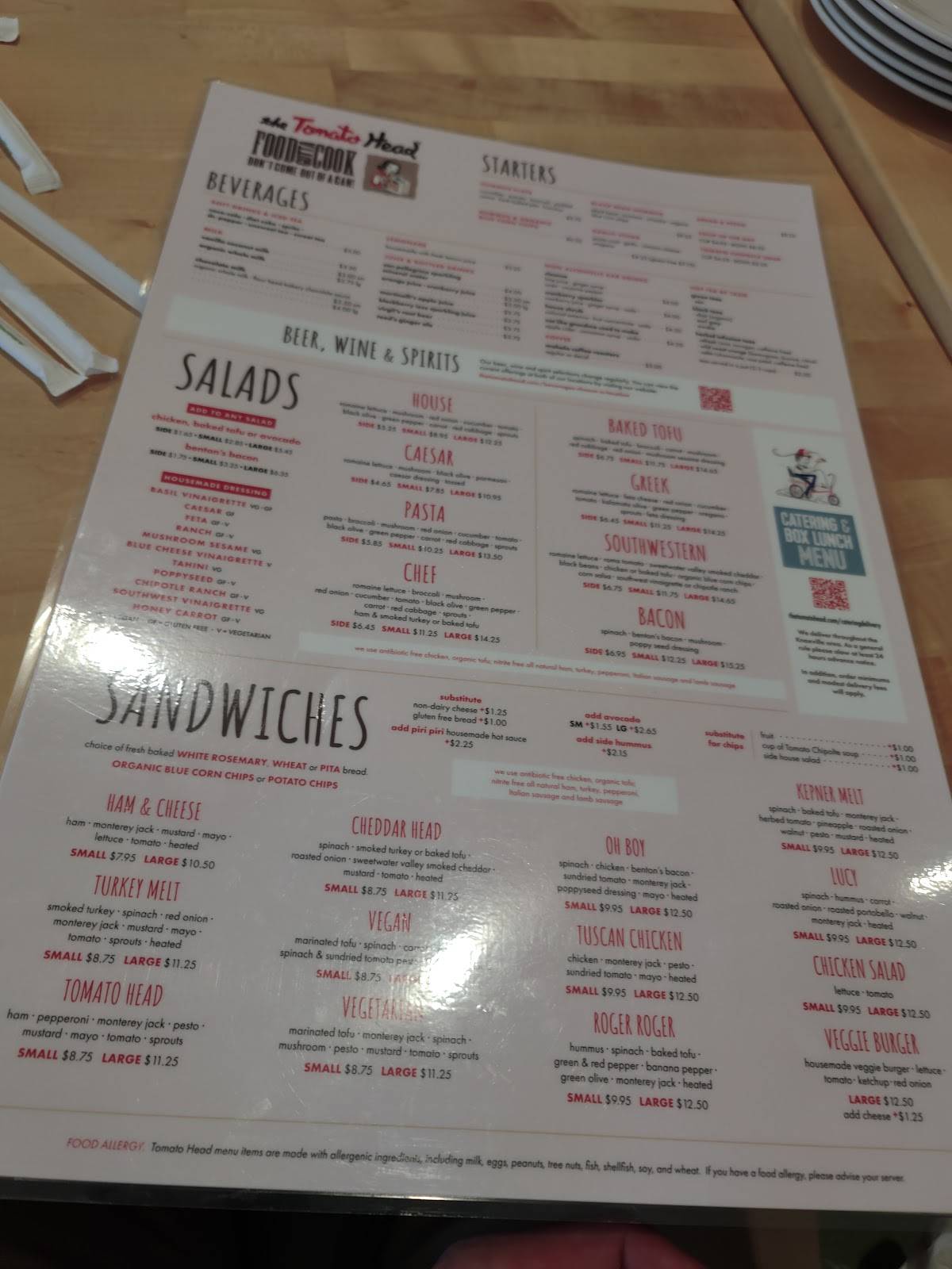 Menu at The Tomato Head pub & bar, Knoxville, 12 Market Square