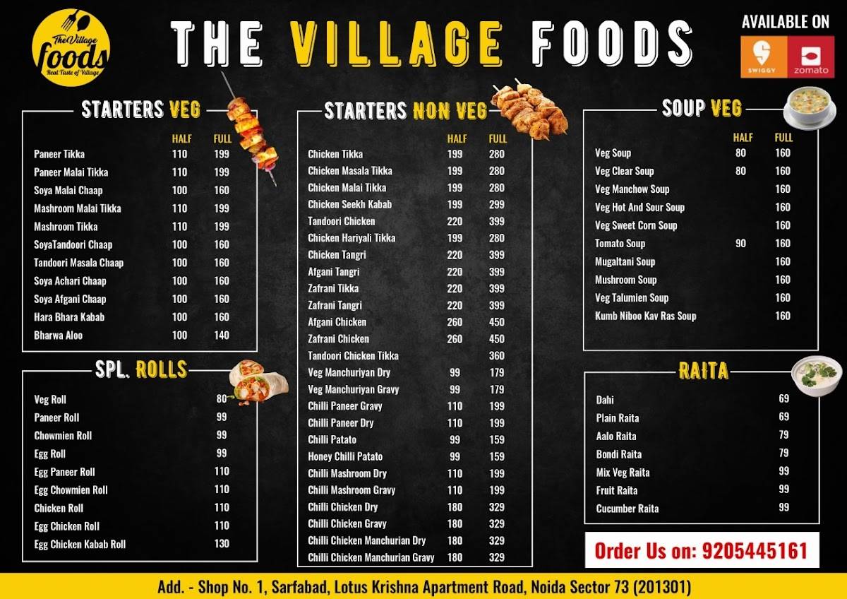 Menu at The Village Foods, Noida