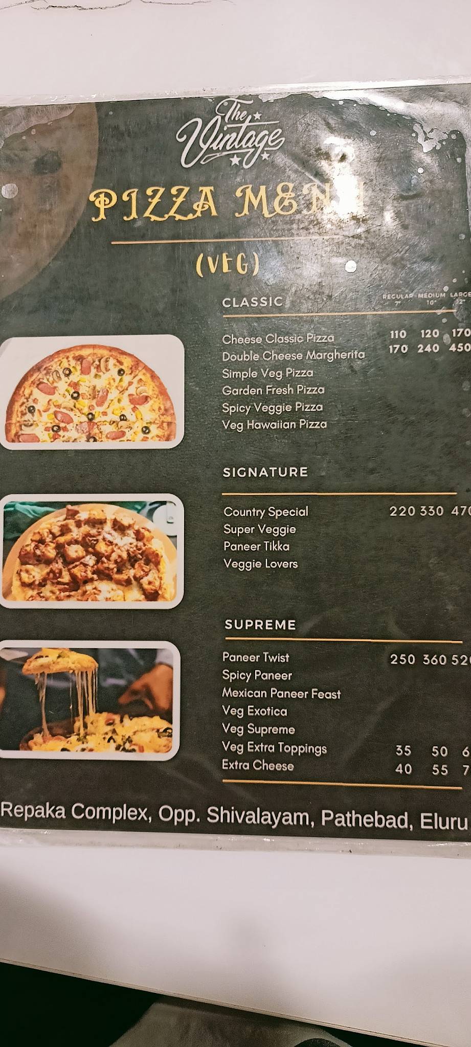 Menu at The Vintage, Eluru, Repaka complex