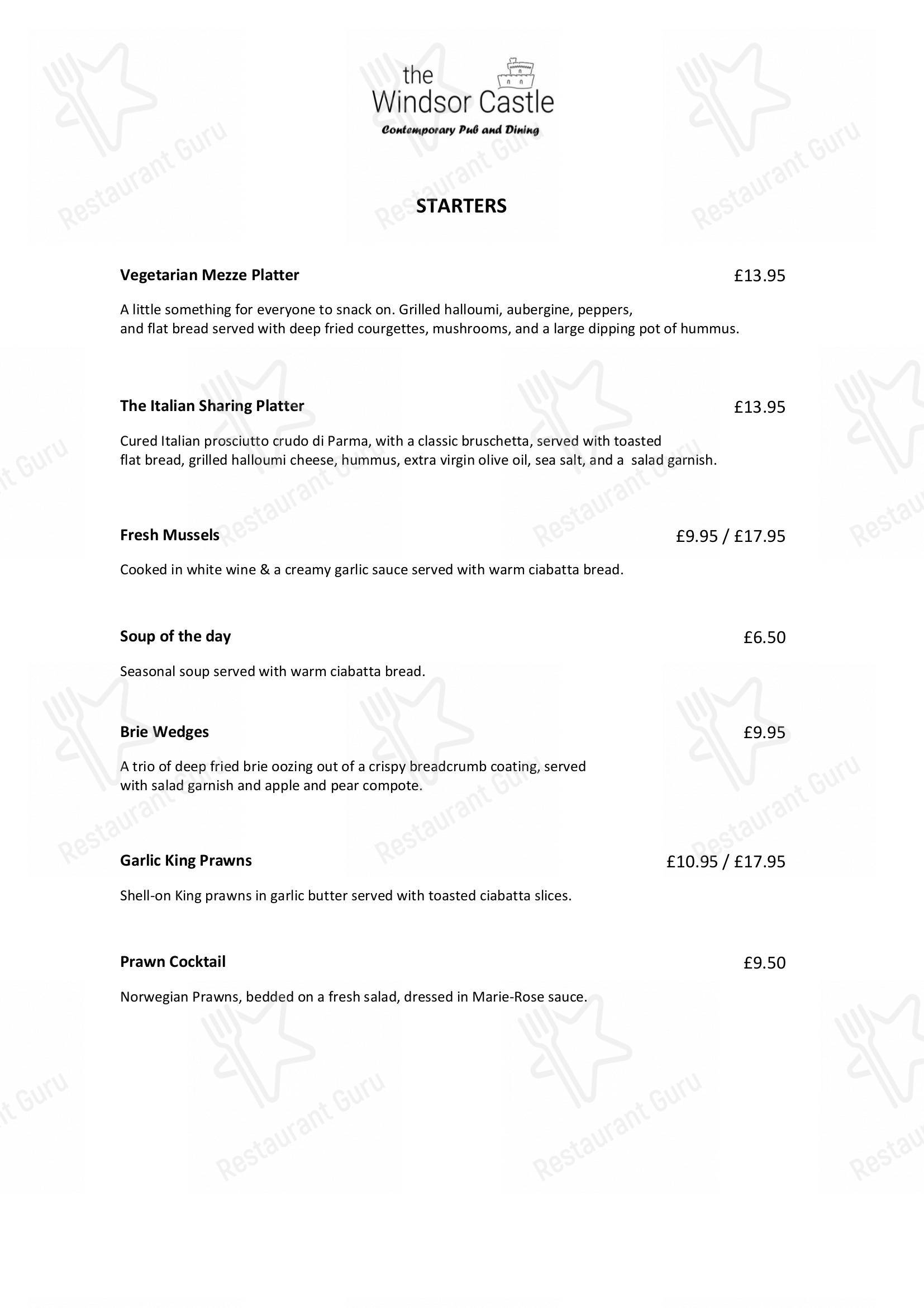 Menu at The Windsor Castle Maidenhead pub & bar, Maidenhead