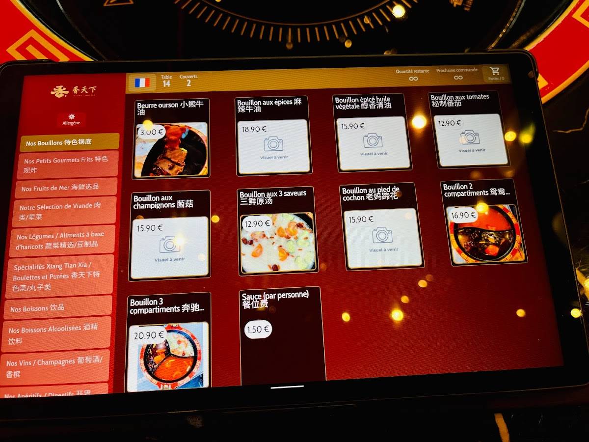 Menu au The X Pot restaurant, Paris