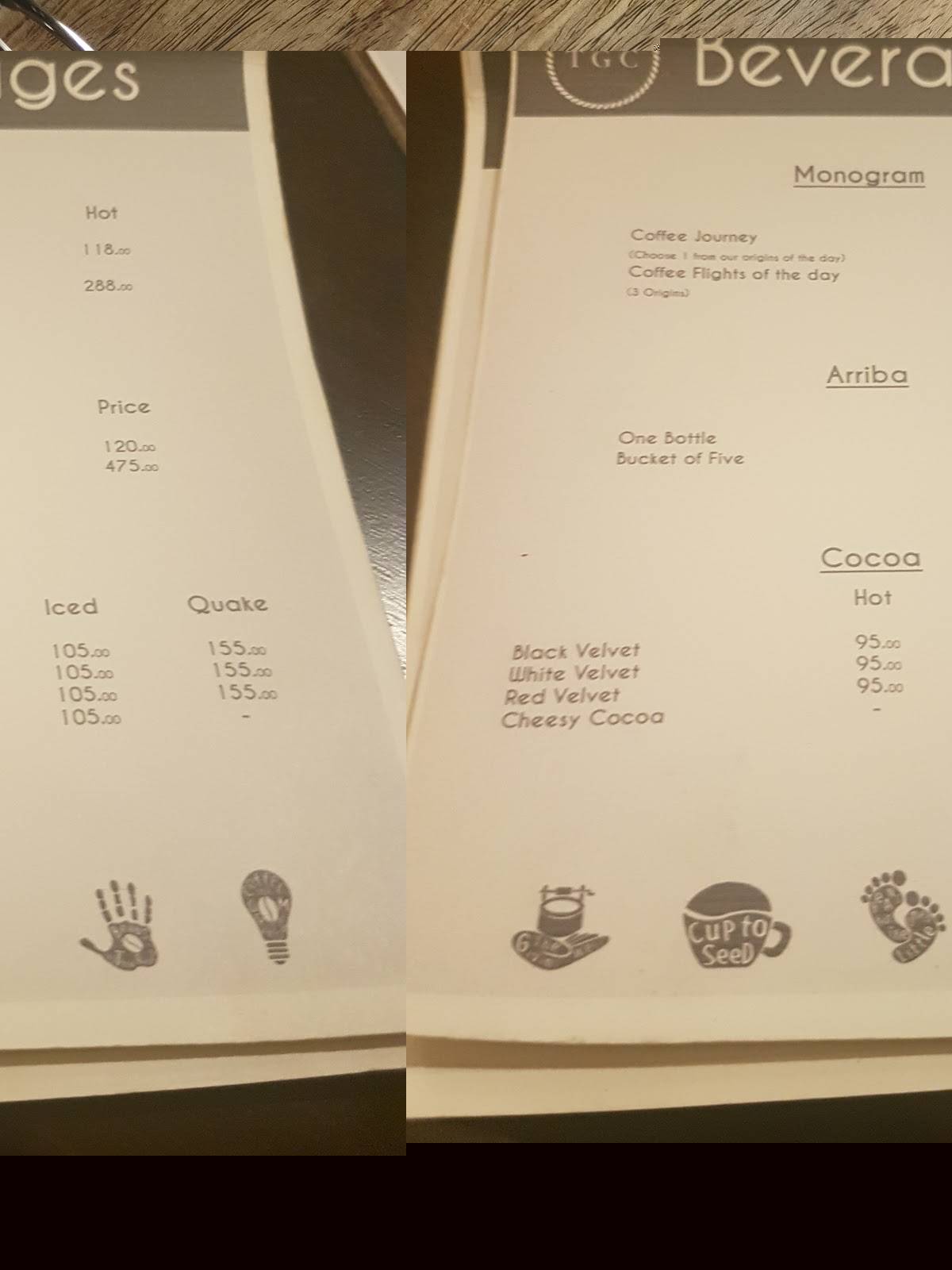 Menu at TheGiving Café (TGC) cafe, Mandaluyong