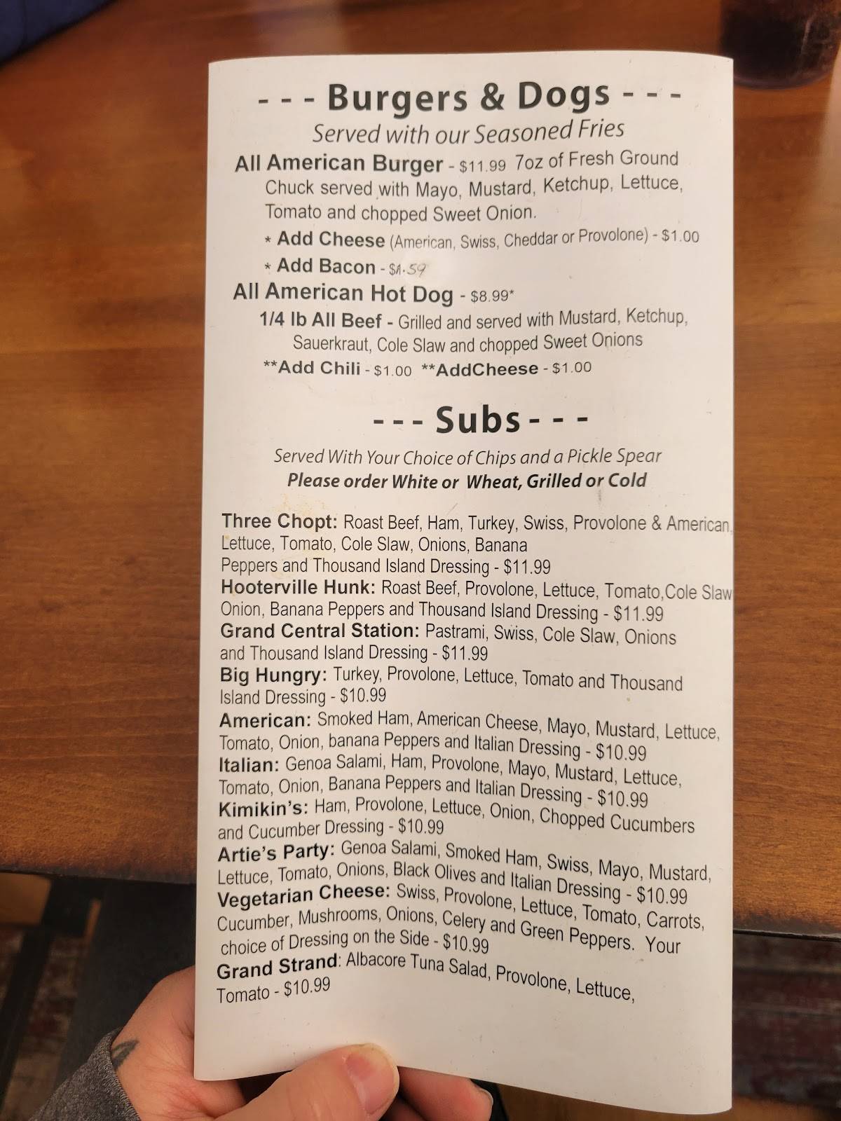 Menu at Three Chopt Sandwich Shoppe fast food, Hendersonville