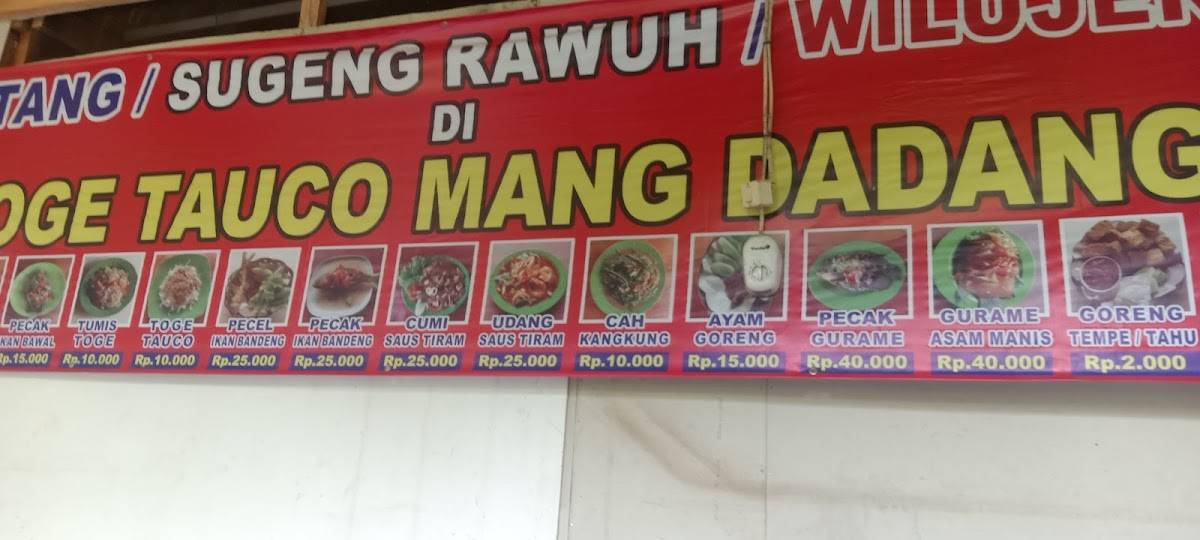 Menu at Toge Tauco Mang Dadang restaurant, Bekasi Regency