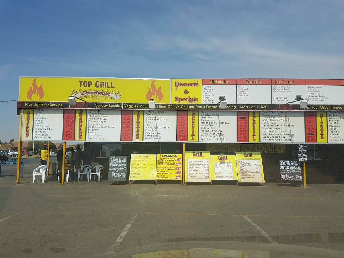 Menu at Top Grill Roadhouse restaurant, Boksburg, 135 Pretoria Rd