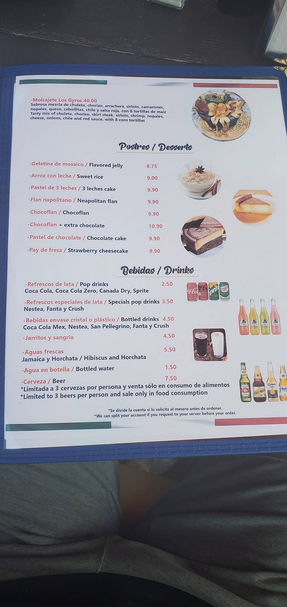 Menu at Los Gyros restaurant, Toronto