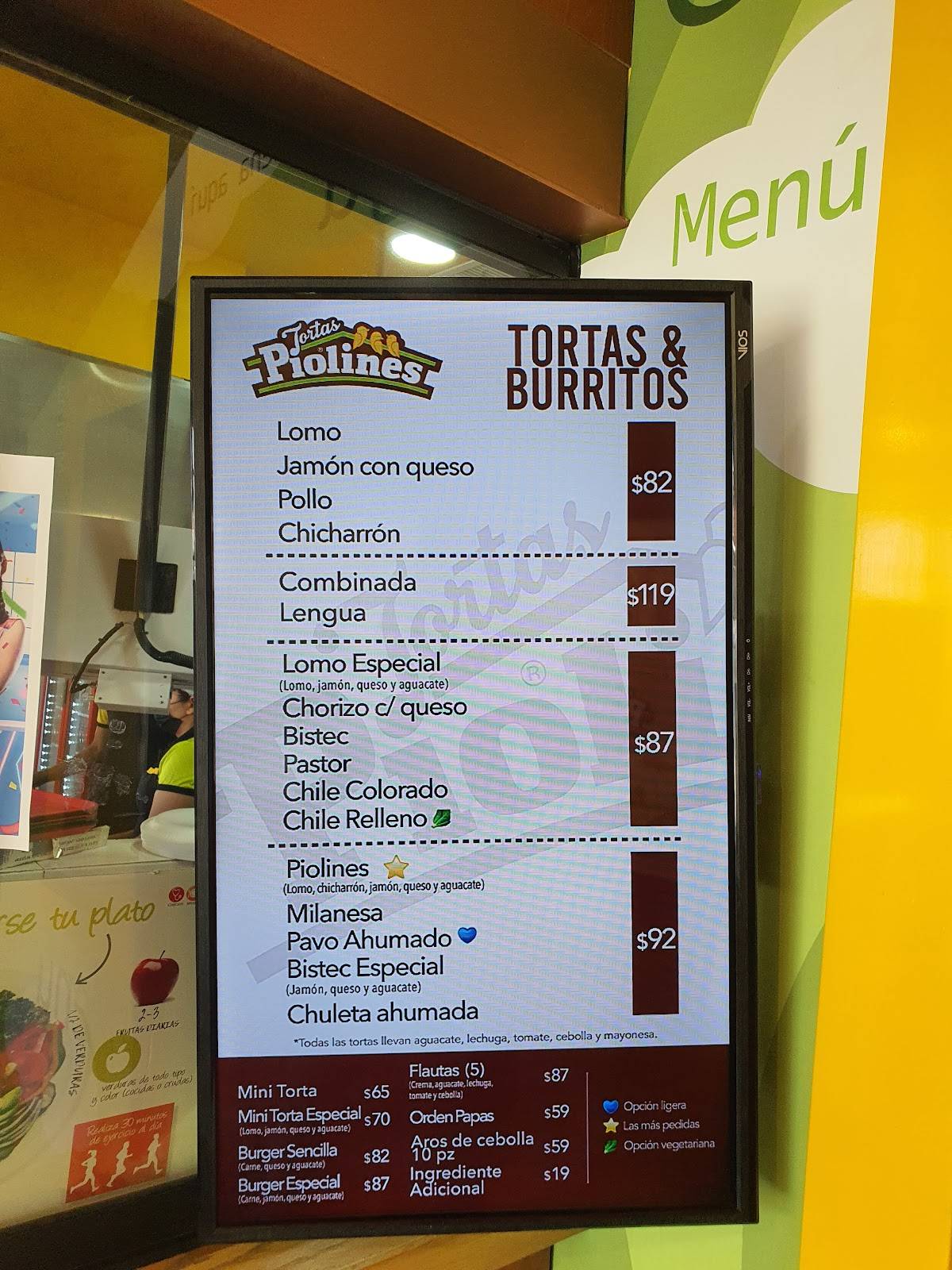 Carta del restaurante Tortas Piolines, Chihuahua, Av. Glandorf 3701